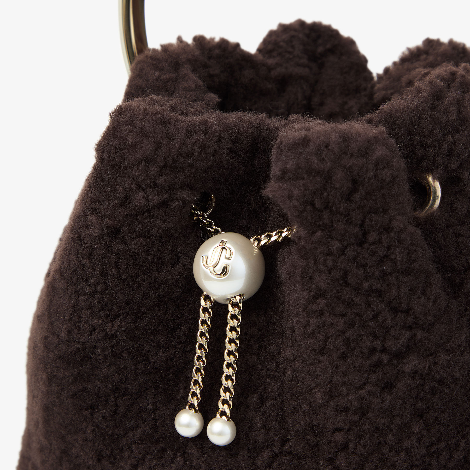 Bon Bon | Chocolate Bucket Bag with Metal Handle | JIMMY CHOO