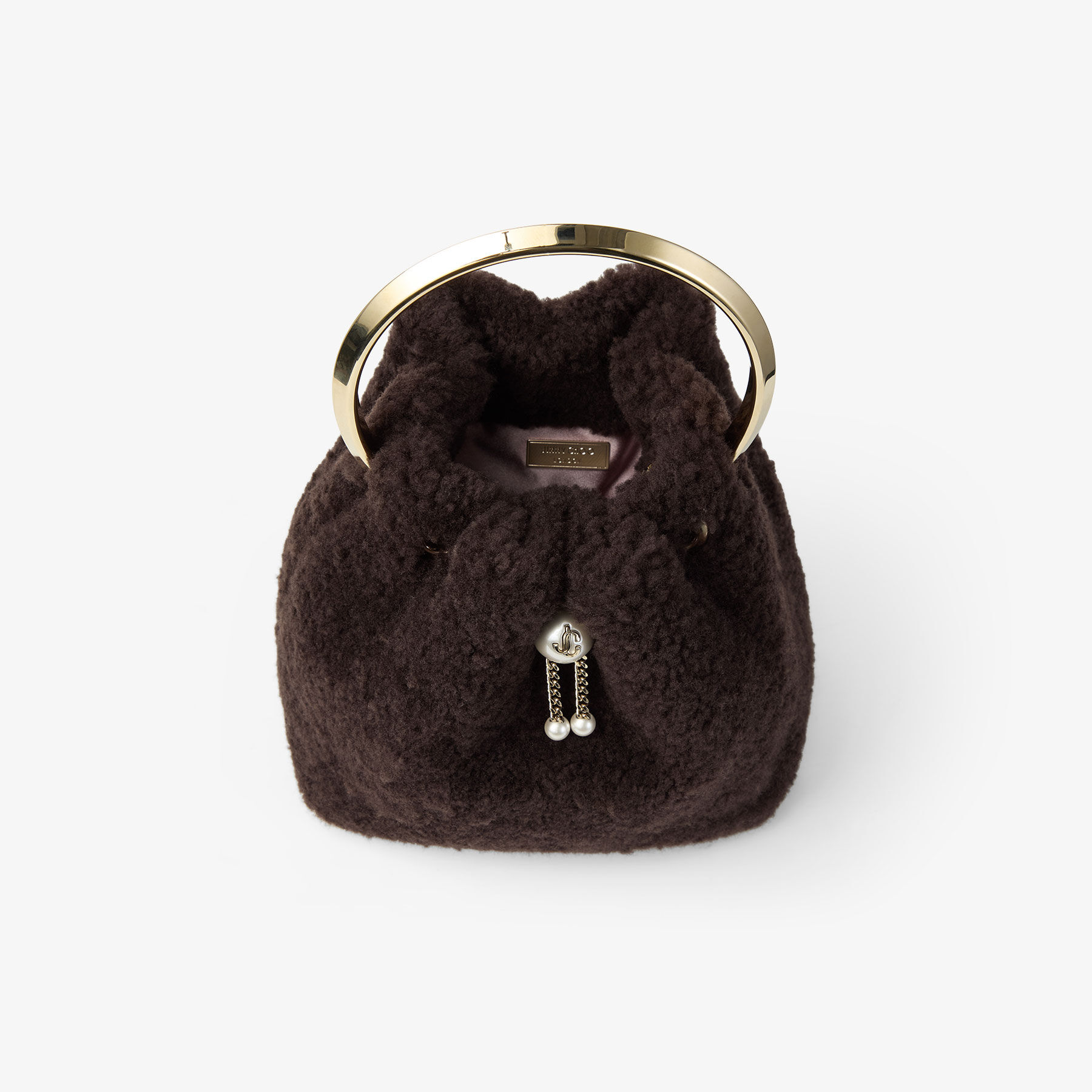 Bon Bon | Chocolate Bucket Bag with Metal Handle | JIMMY CHOO