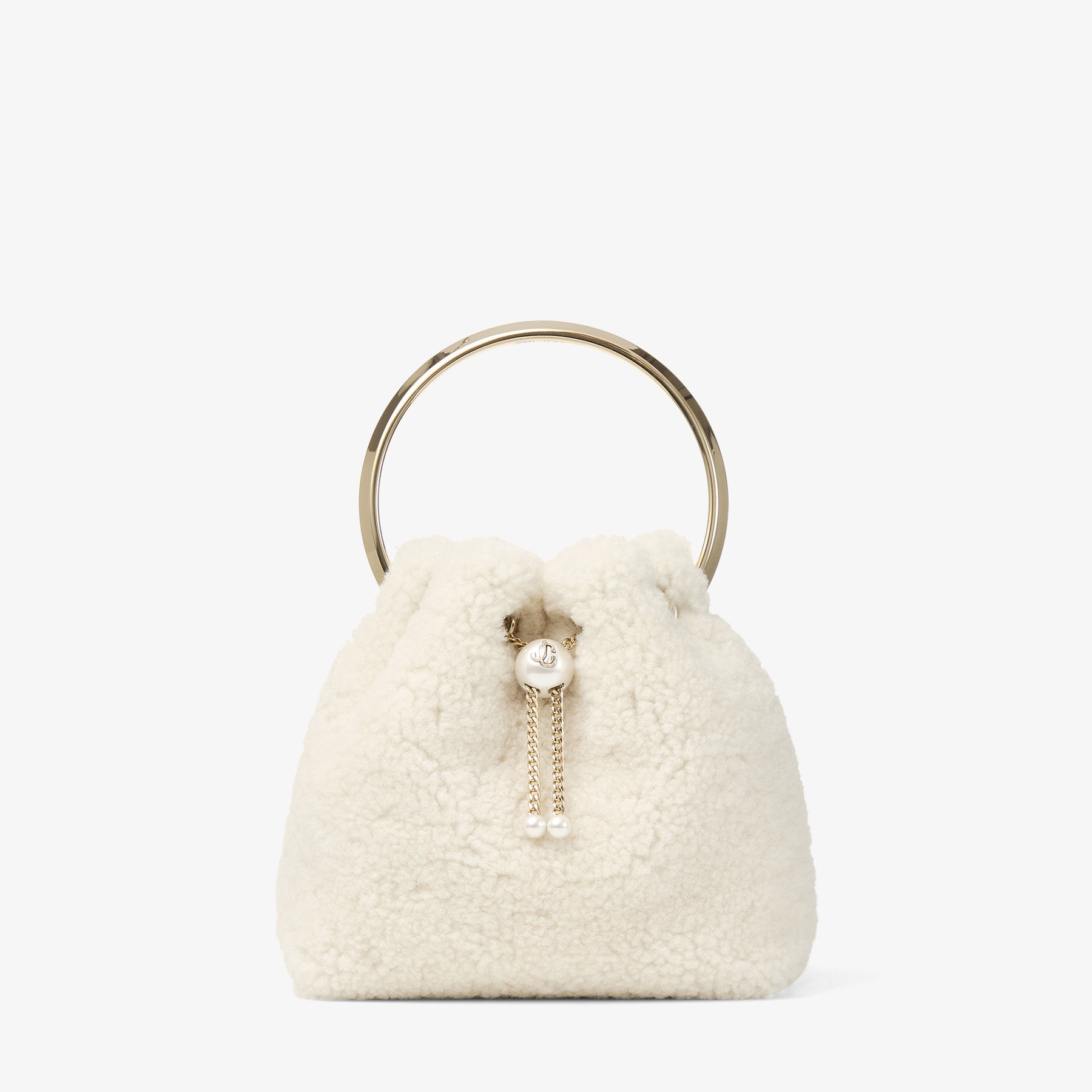 Bon Bon | Natural Bucket Bag with Metal Handle | JIMMY CHOO