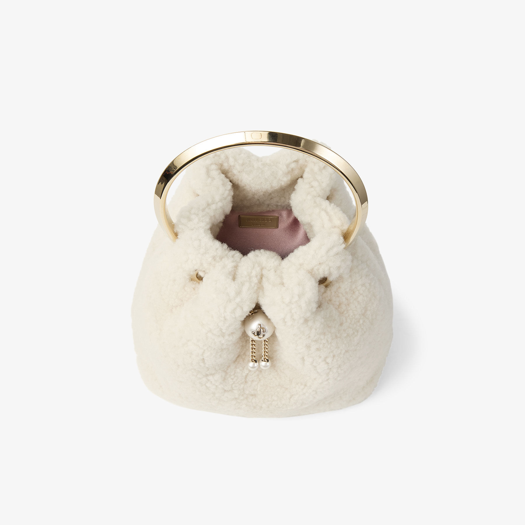 Bon Bon | Natural Bucket Bag with Metal Handle | JIMMY CHOO