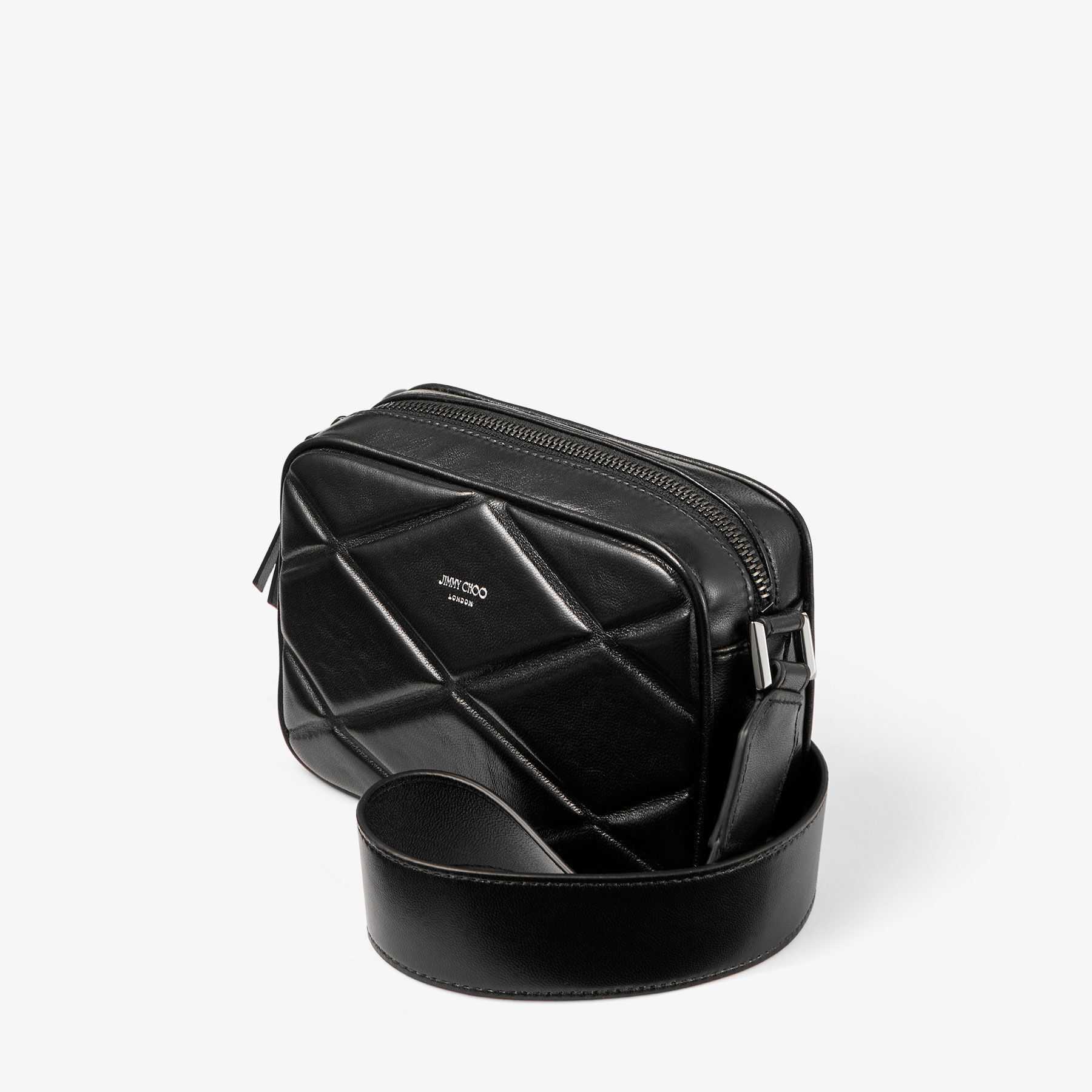 Box Camera S |Black/Gunmetal Diamond Quilted Leather Camera Crossbody ...