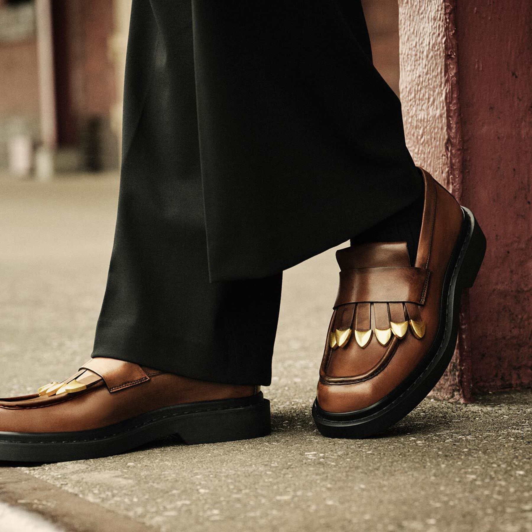 Buff Tassel Loafer | Mocha Burnished Leather Loafers with Tassels ...