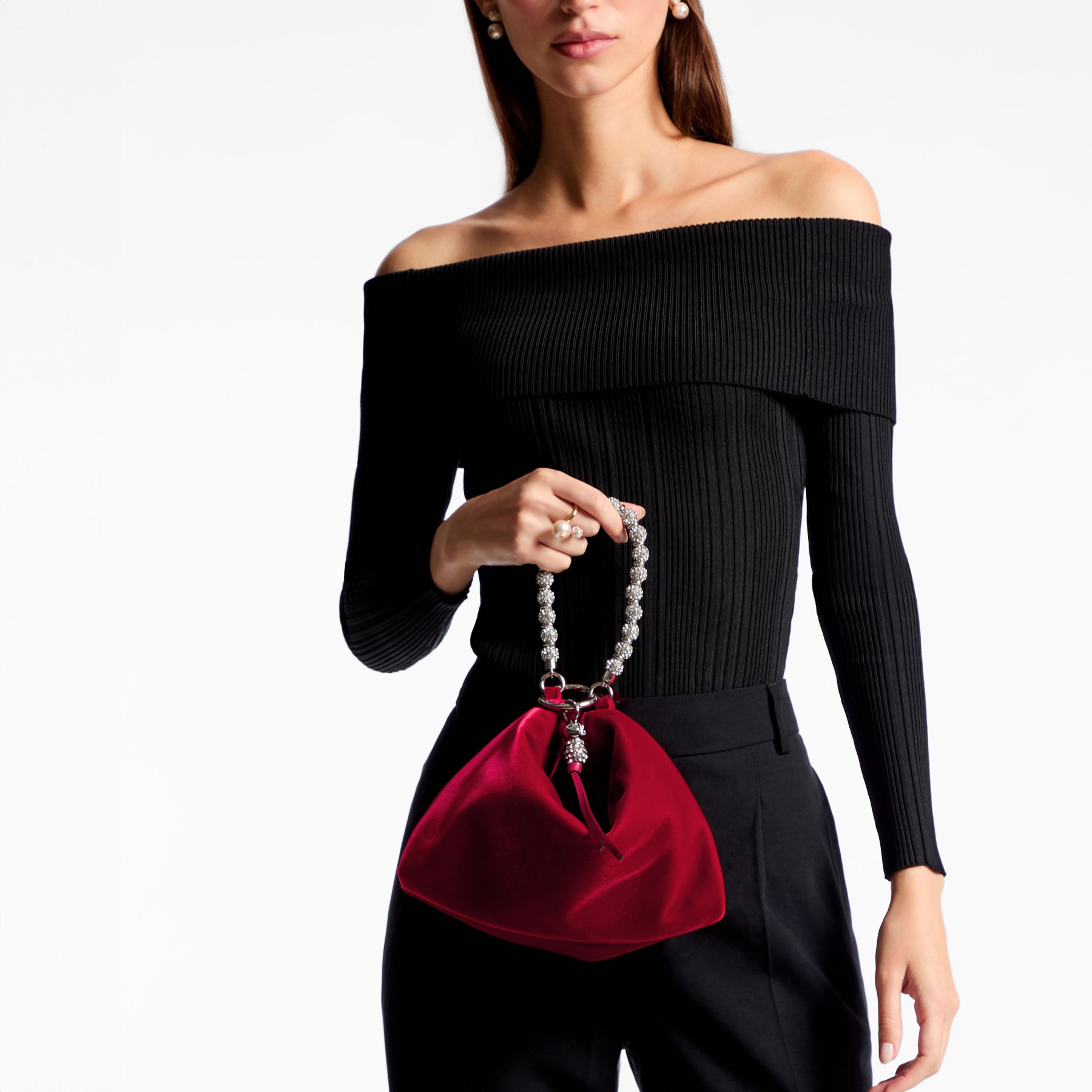 Callie | Ruby Red Velvet Clutch Bag | JIMMY CHOO