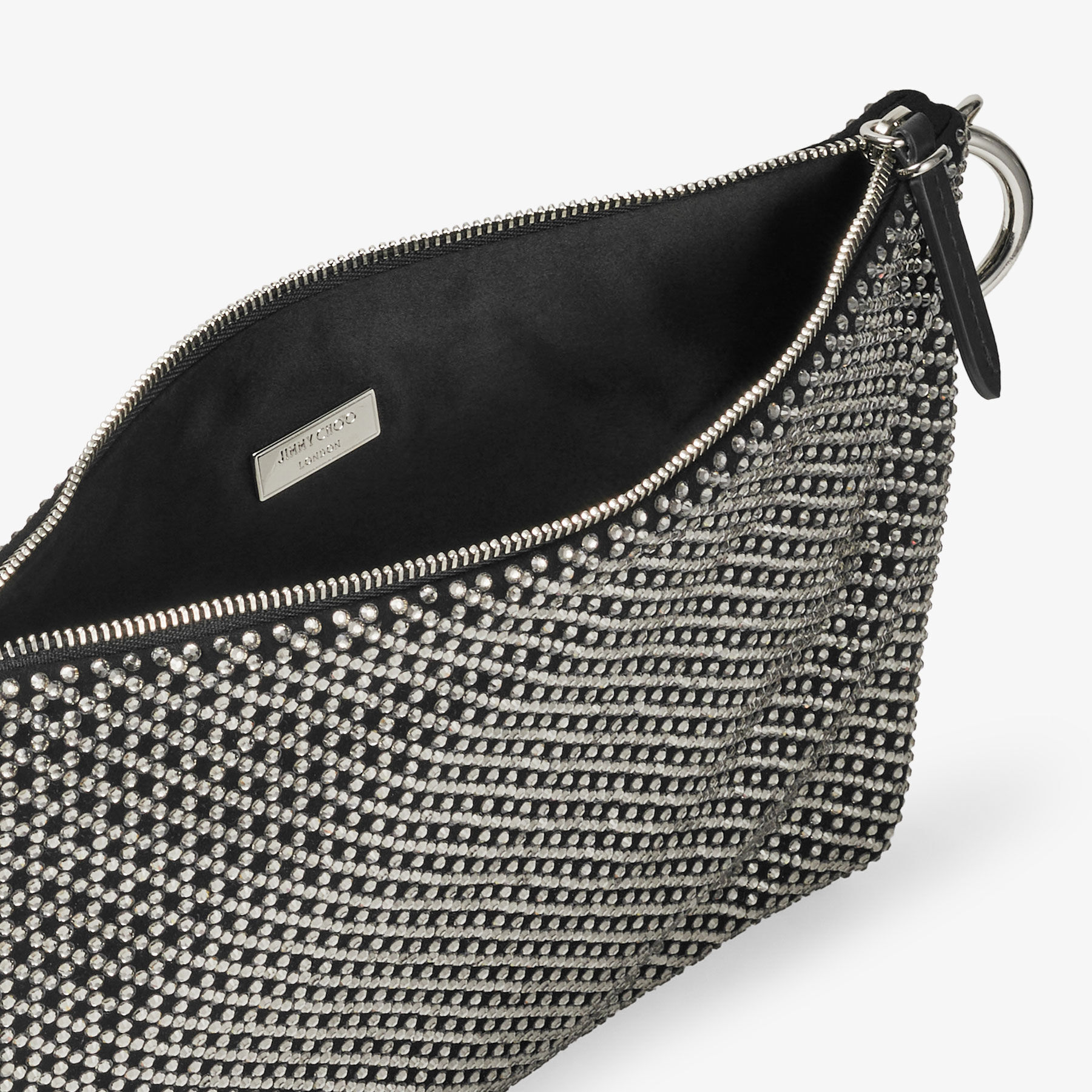 Black Diamond Motif Crystal Hotfix on Suede Clutch Bag | Callie | Pre ...