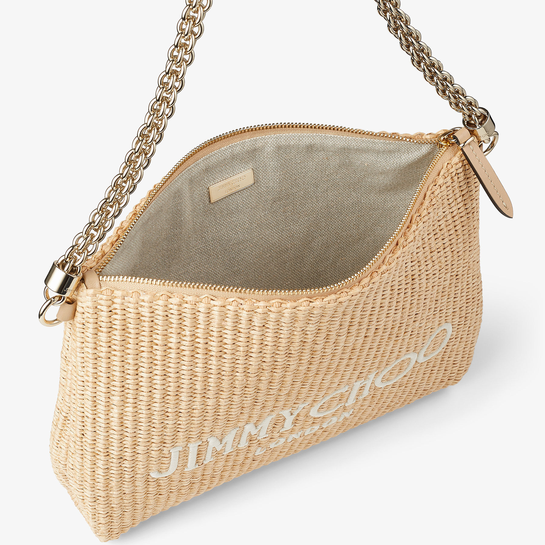 Callie Shoulder | Natural Raffia Shoulder Bag | JIMMY CHOO