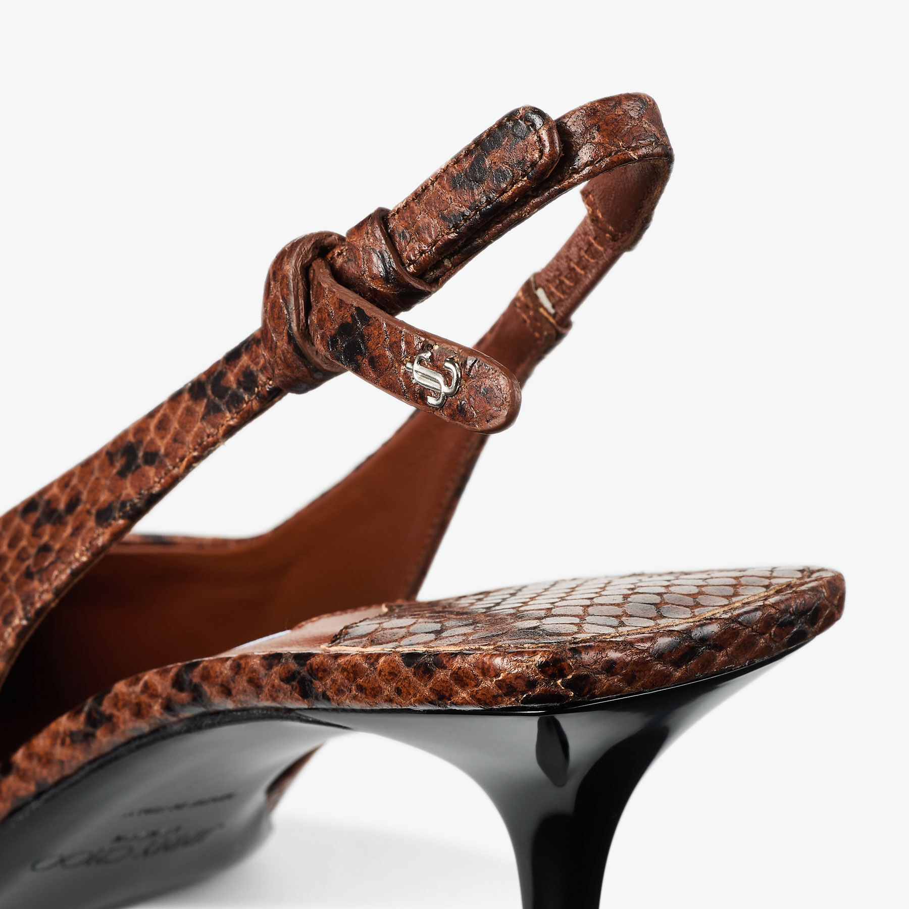 Camie Sling Back 60 | Leder-Slingbacks in Cognac mit Kigali-Schlangen ...