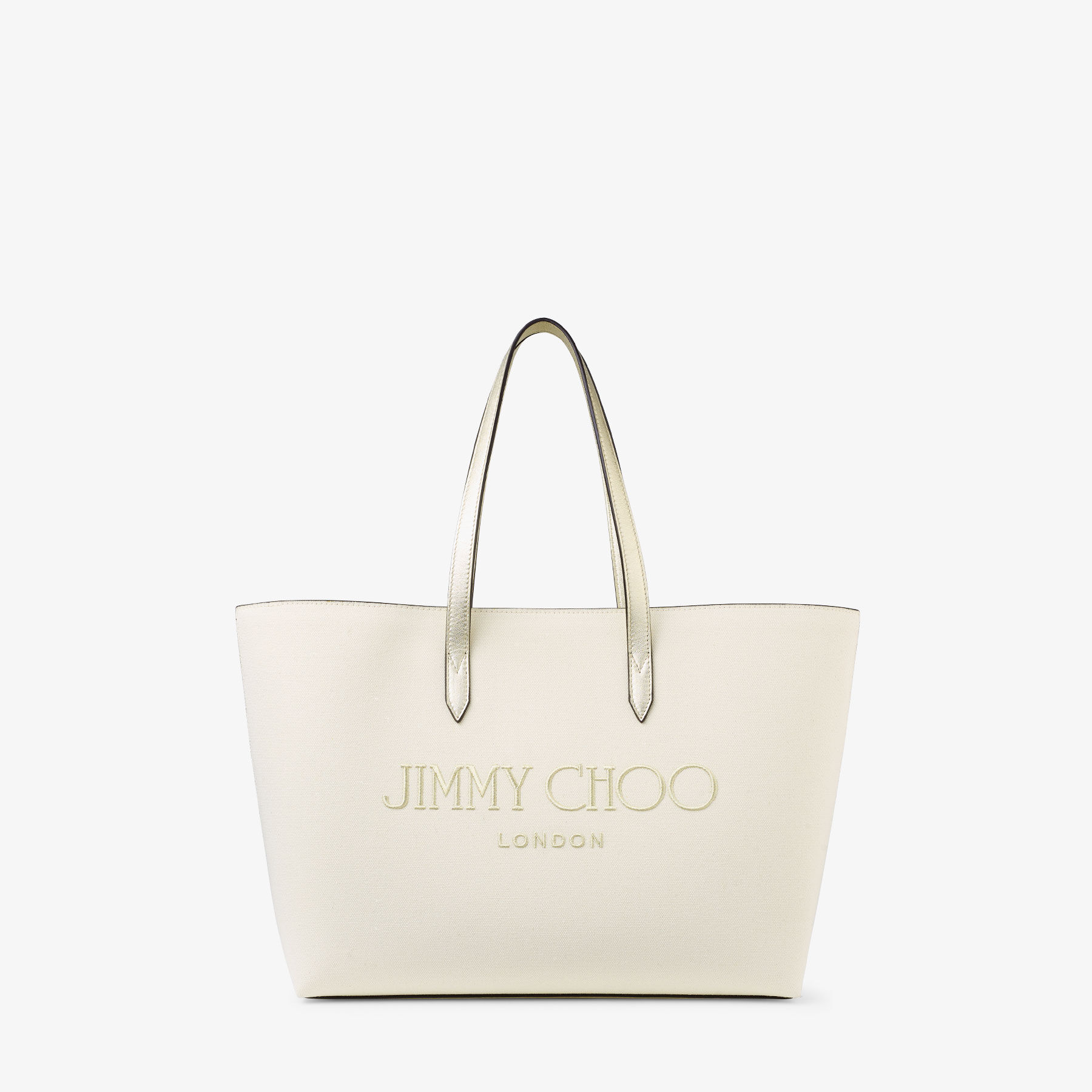 Canvas Logo Tote |Tragetasche aus Leinen in Ecru | JIMMY CHOO