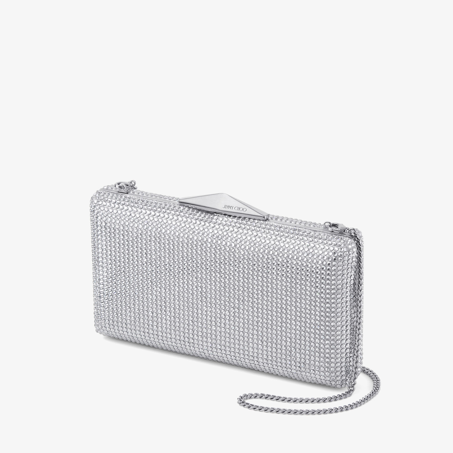 Clemmie | Ivory Satin Crystal Clutch Bag | JIMMY CHOO AU