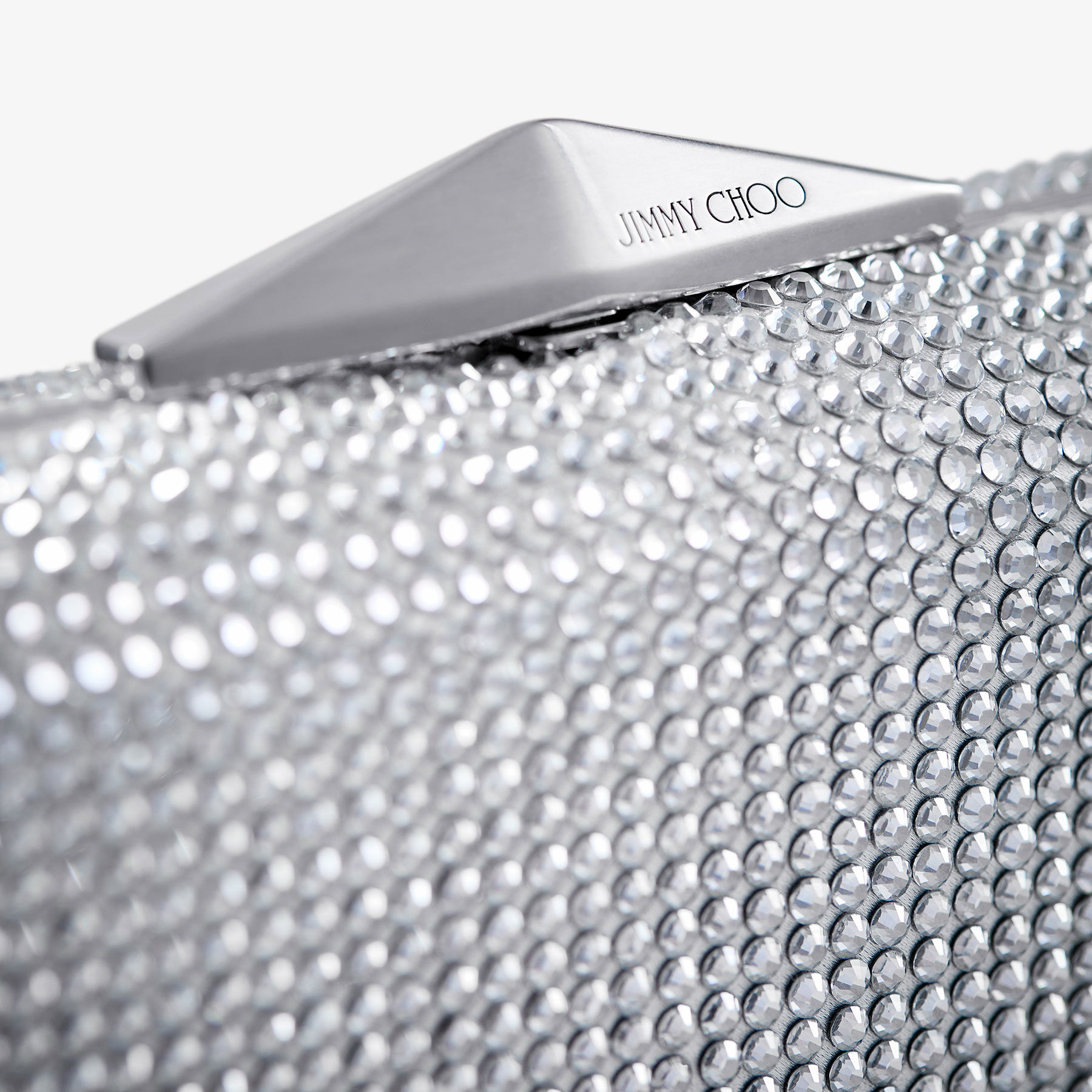 Clemmie | Ivory Satin Crystal Clutch Bag | JIMMY CHOO AU