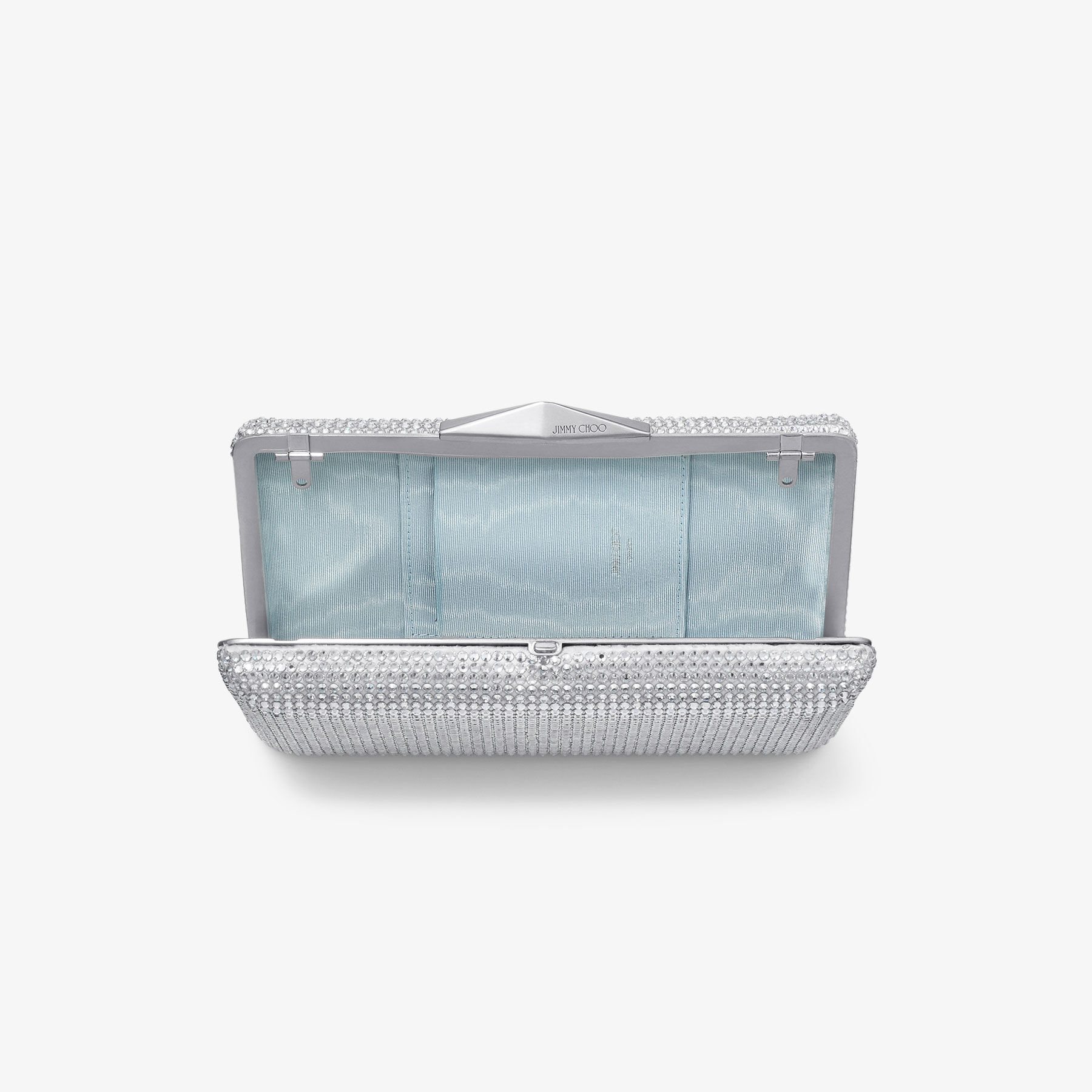 Clemmie | Ivory Satin Crystal Clutch Bag | JIMMY CHOO AU