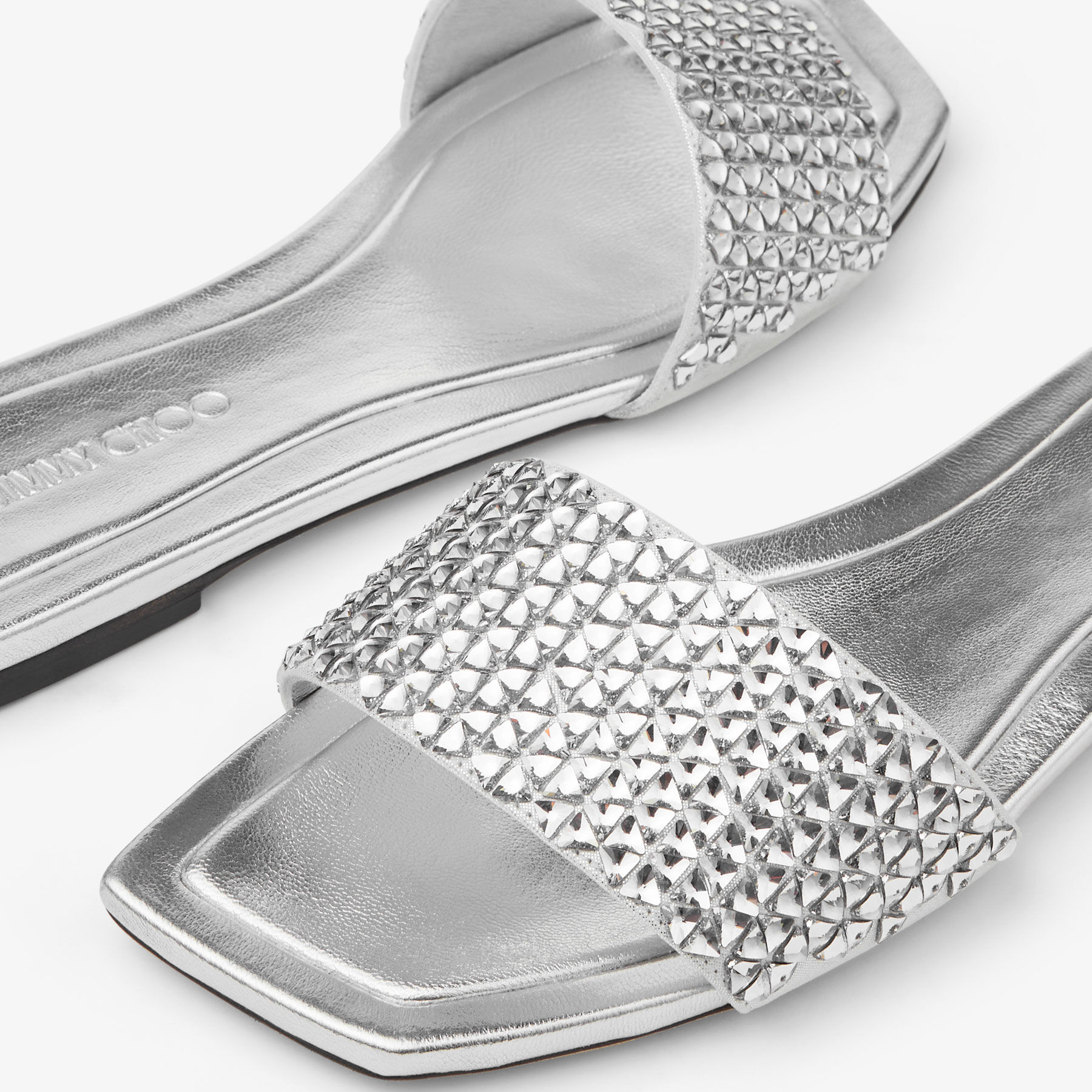 Clovis Flat|Silver Mix Suede Flats| JIMMY CHOO