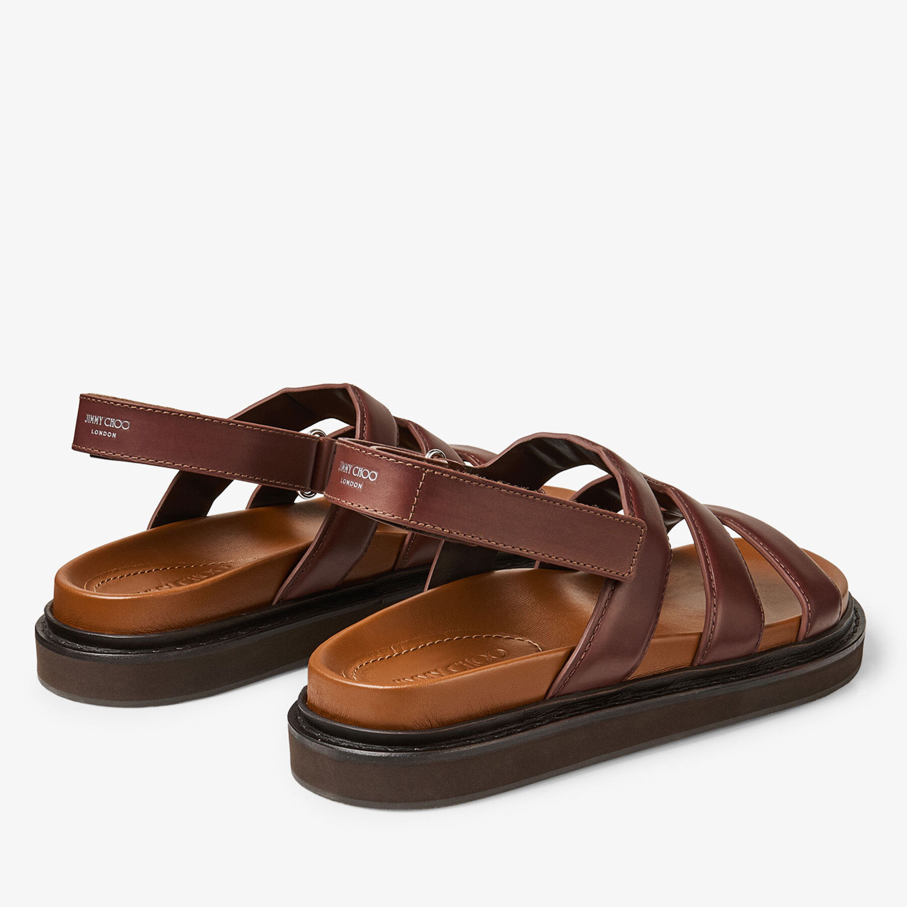 Cove Sandal | Chestnut Waxed Calf Leather Sandals | JIMMY CHOO