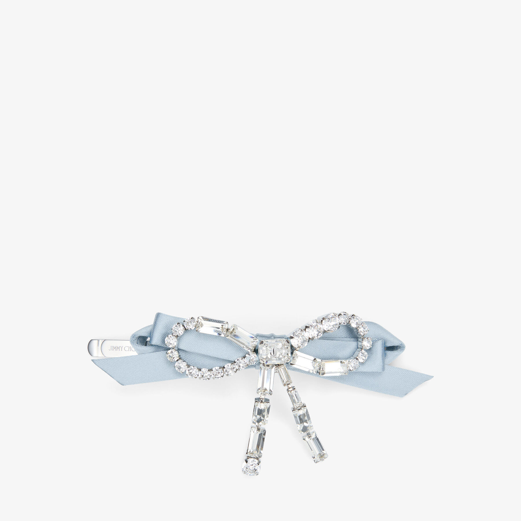 Crystal Bow Slide | Black Metal and Satin Hair Slide with Satin and ...