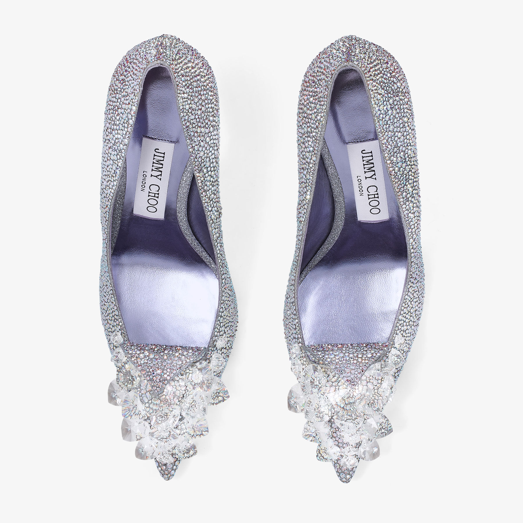 Iridescent Crystal Pointed-Toe Pumps with Hearts | Crystal Slipper 85 ...