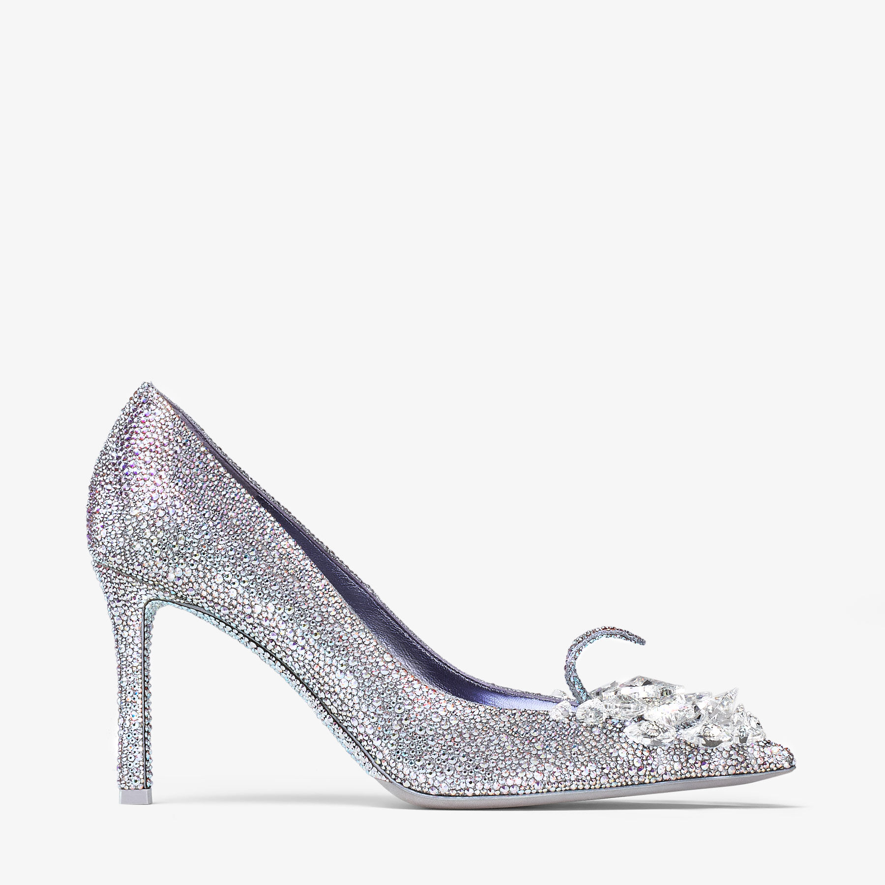 Crystal Slipper 85 | Iridescent Crystal Pointed-Toe Pumps with Hearts ...