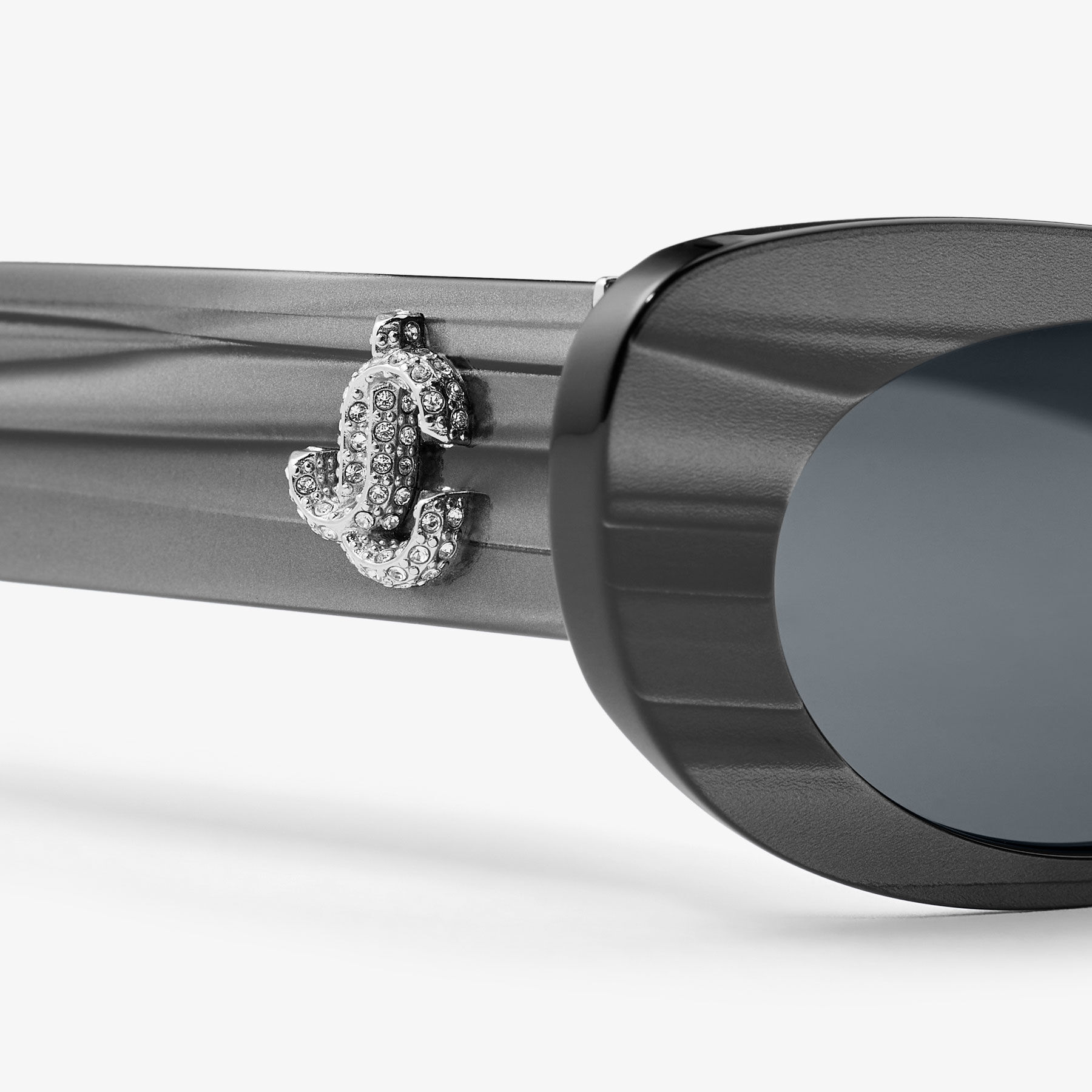 Danny | Black Striped Oval Sunglasses | JIMMY CHOO