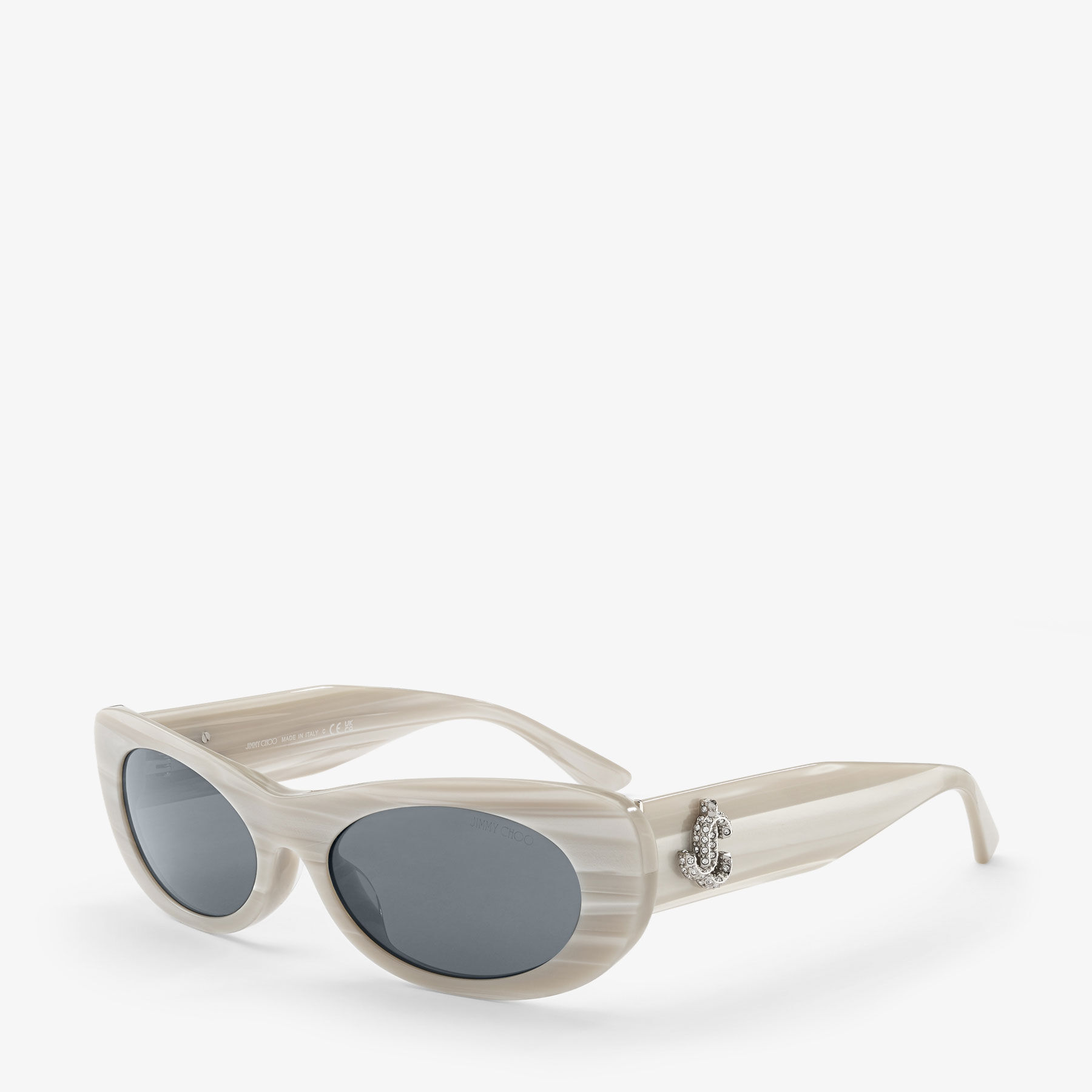 Danny | Black Striped Oval Sunglasses | JIMMY CHOO