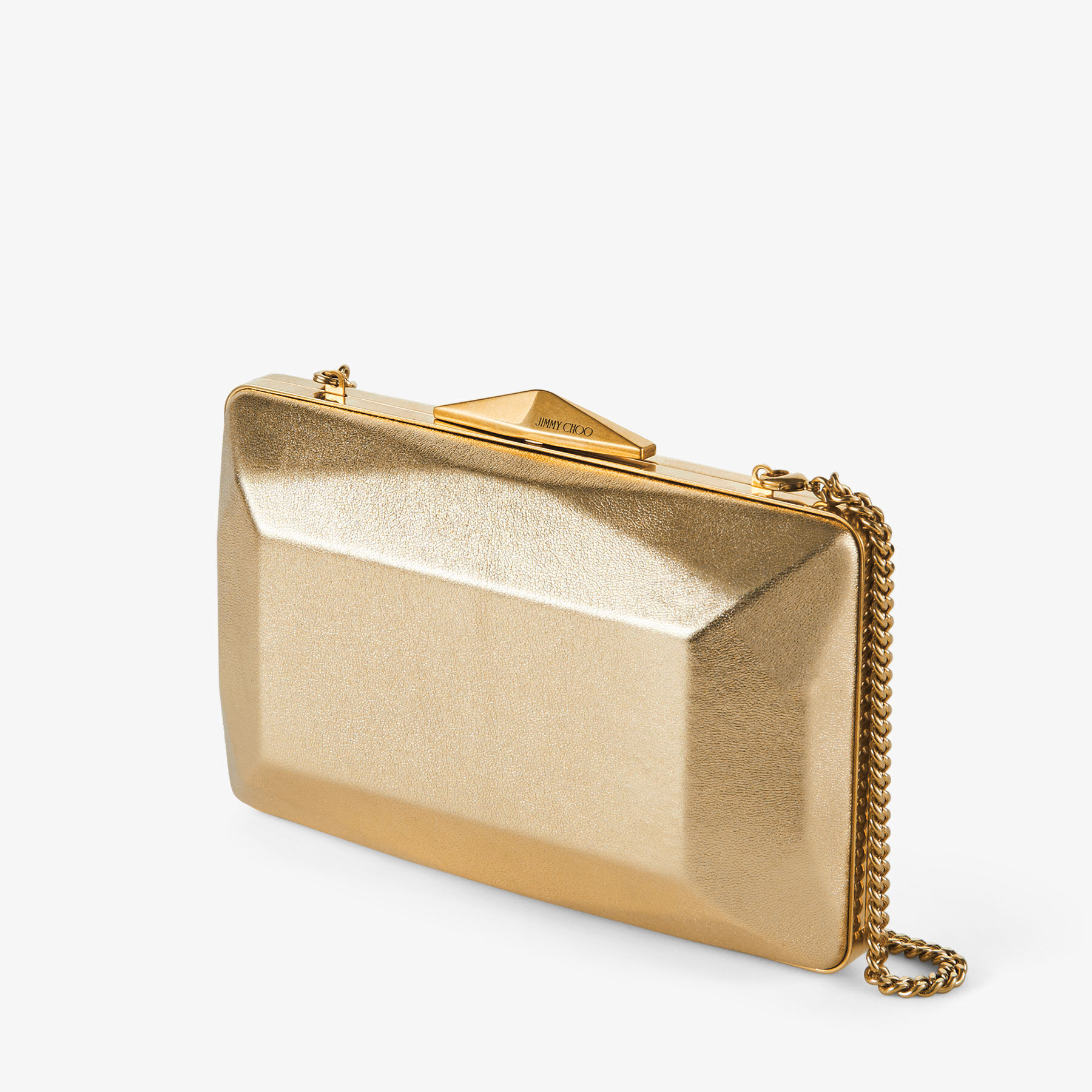 DIAMOND BOX CLUTCH | Gold Metallic Nappa Leather Box Clutch Bag ...