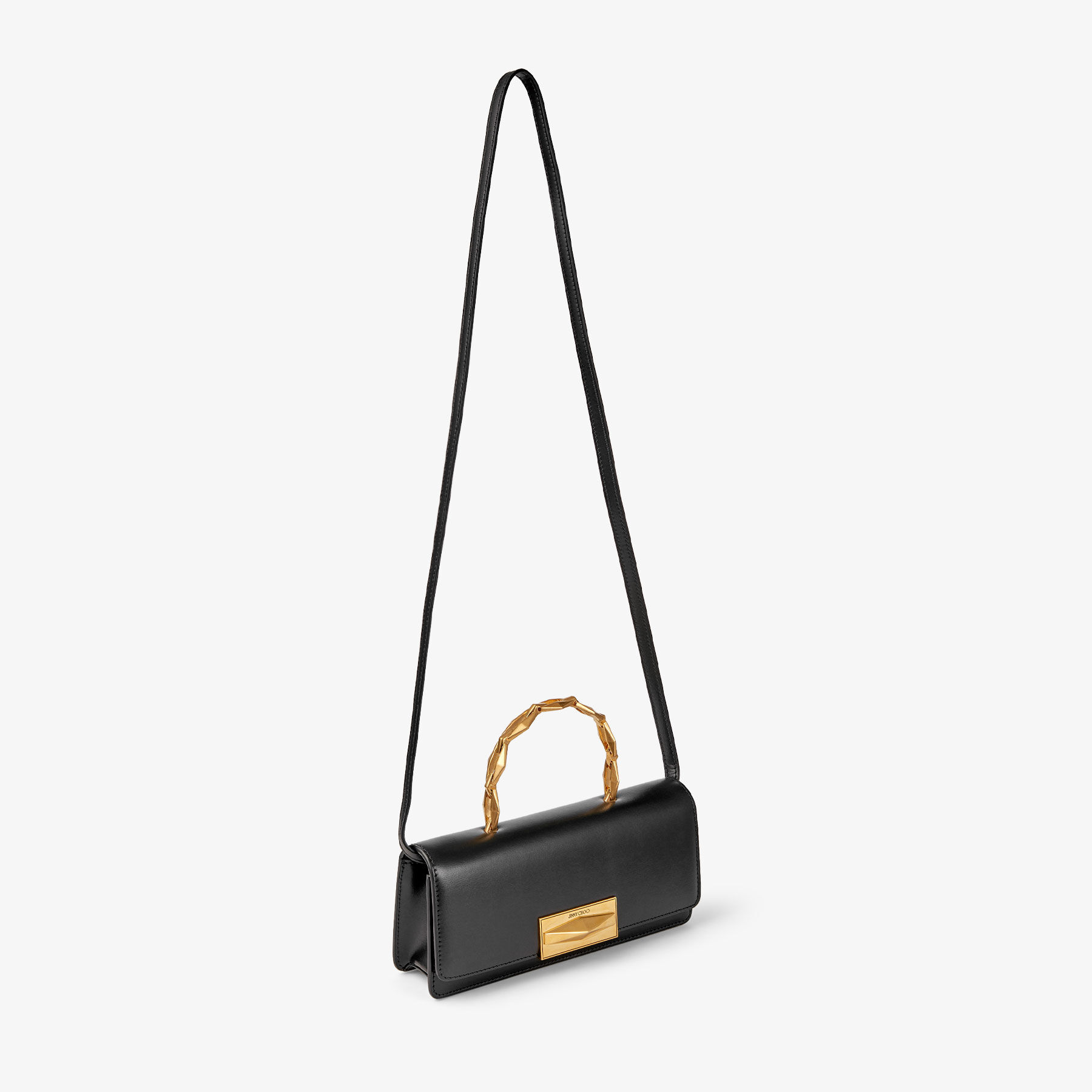 Diamond Chain Top Handle | Black Calf Leather Top Handle Bag | New ...