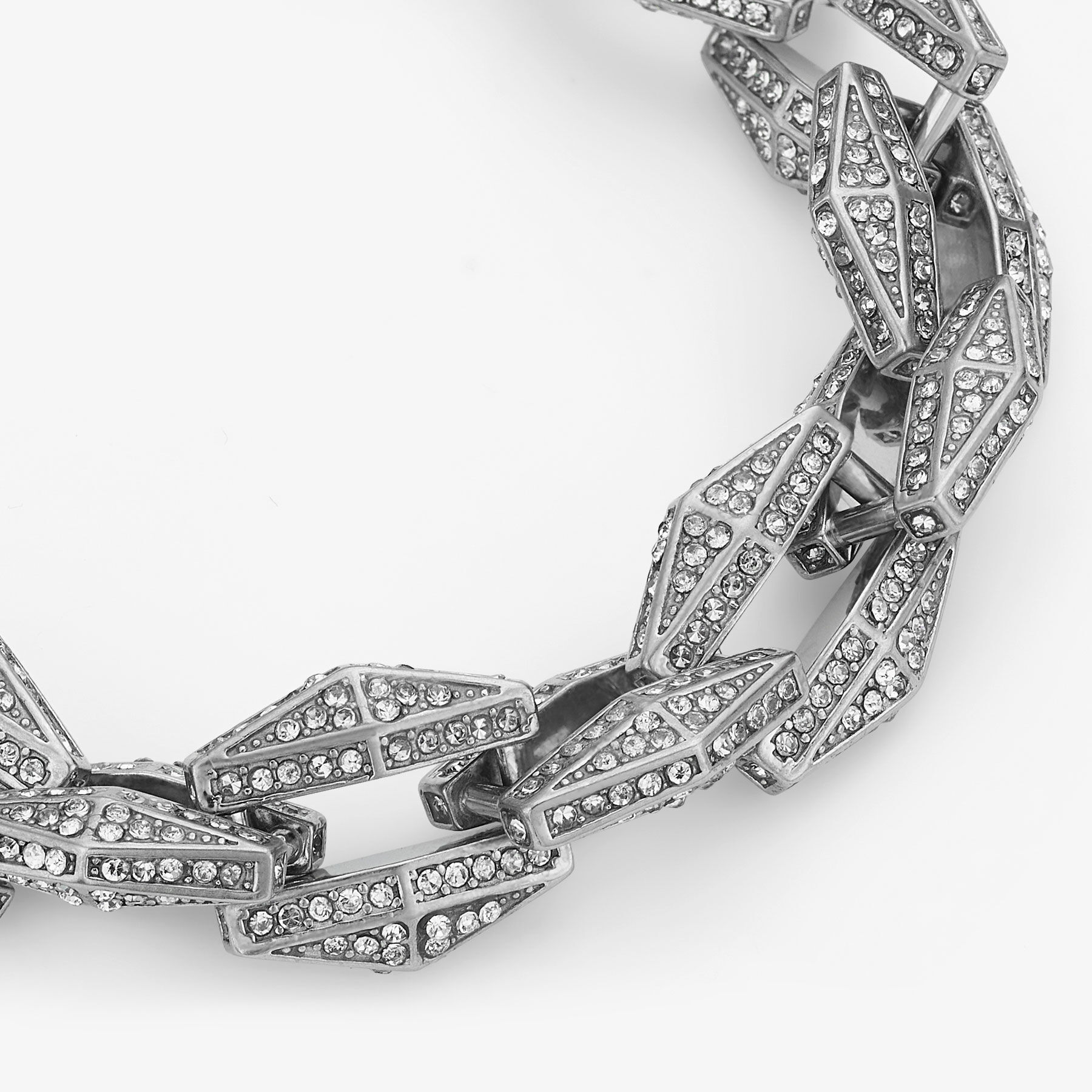 DIAMOND CHAIN BRACELET | Silver-Finish Chain Bracelet with Pave ...