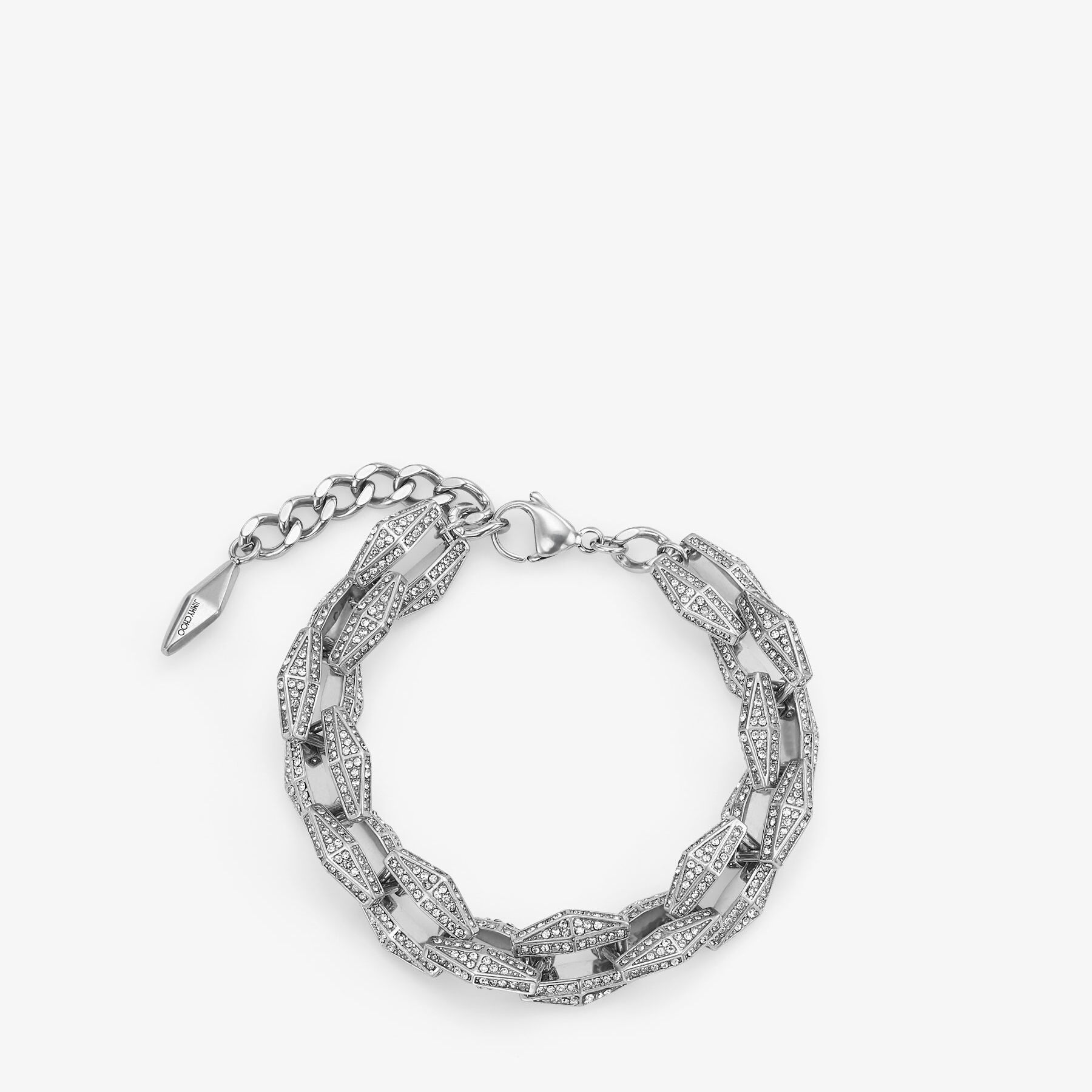 DIAMOND CHAIN BRACELET | Silver-Finish Chain Bracelet with Pave ...