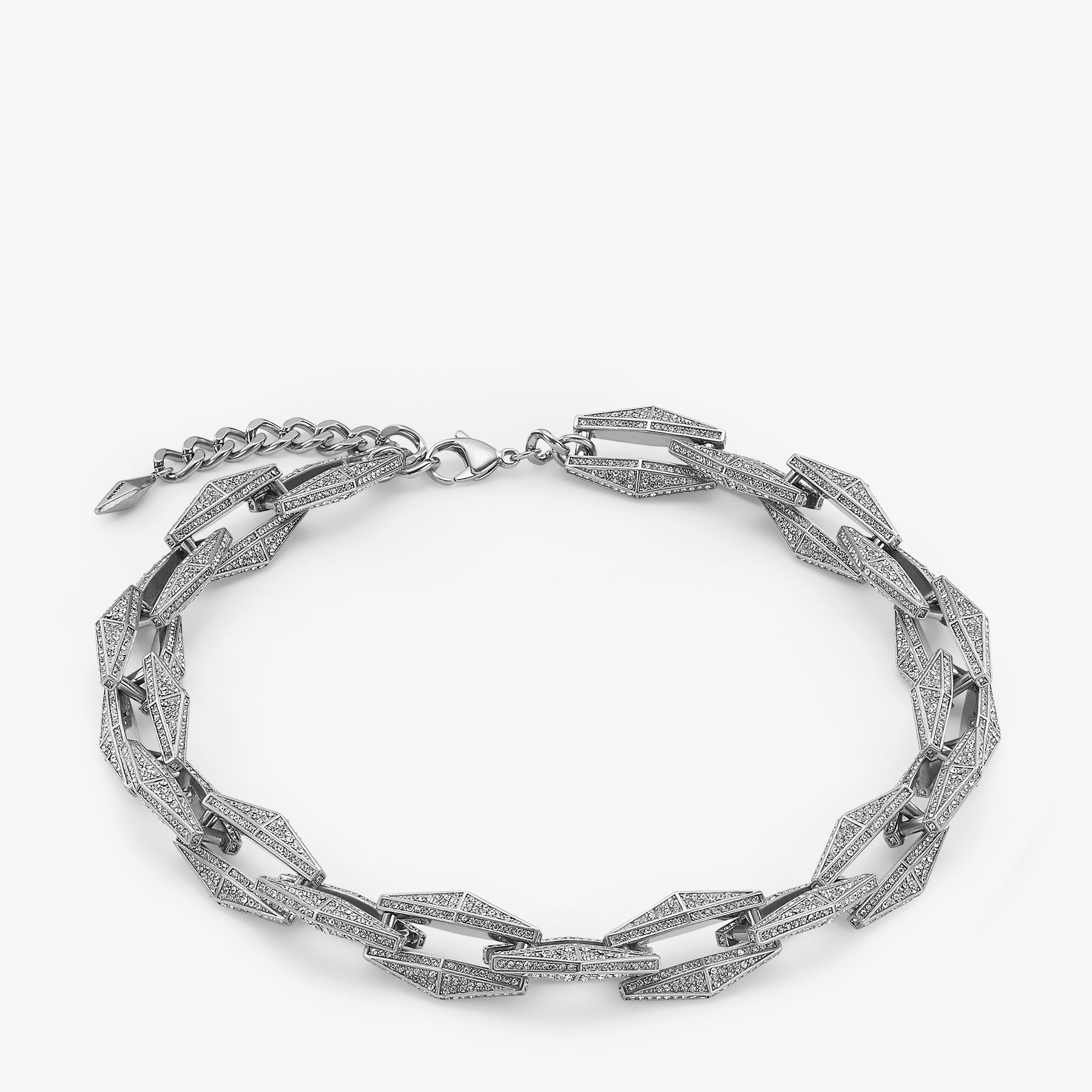 DIAMOND CHAIN NECKLACE | Silver-Finish Chain Necklace with Pave ...