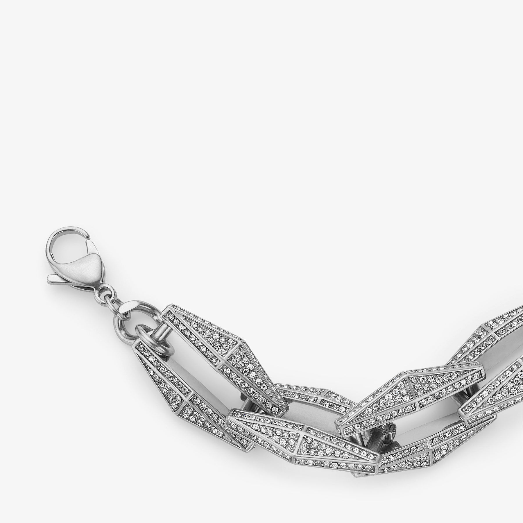 DIAMOND CHAIN NECKLACE | Silver-Finish Chain Necklace with Pave ...