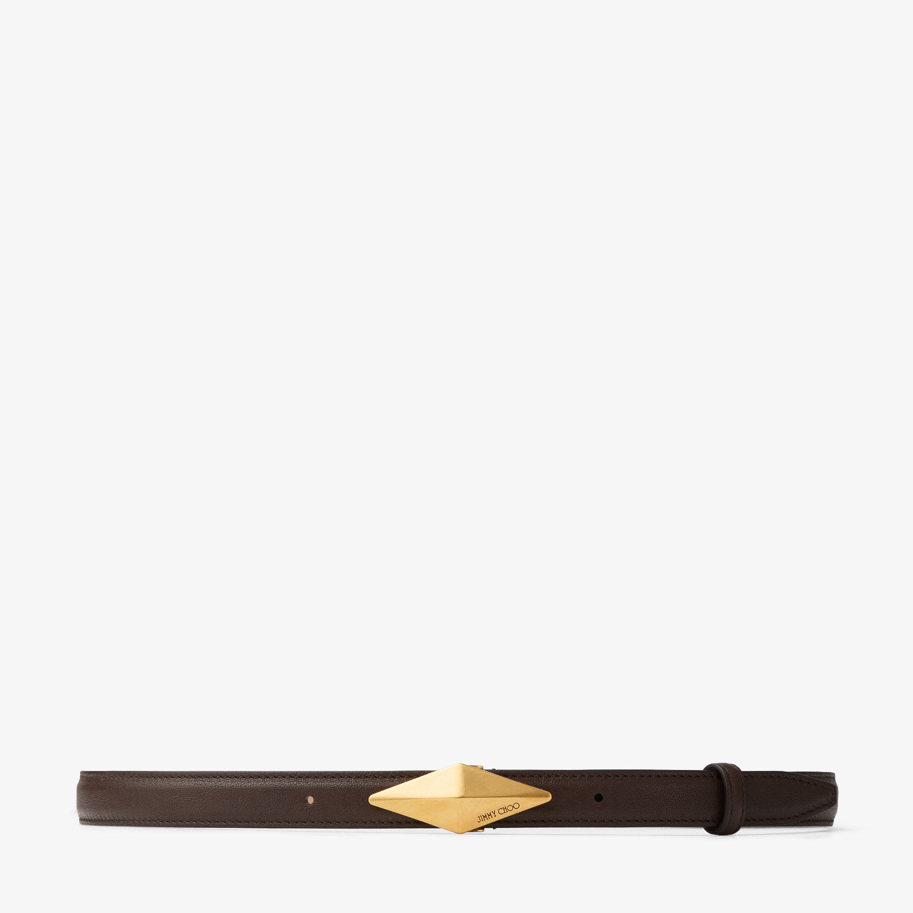 Diamond Clasp Belt | Chocolate Biker Leather Clasp Belt | JIMMY CHOO