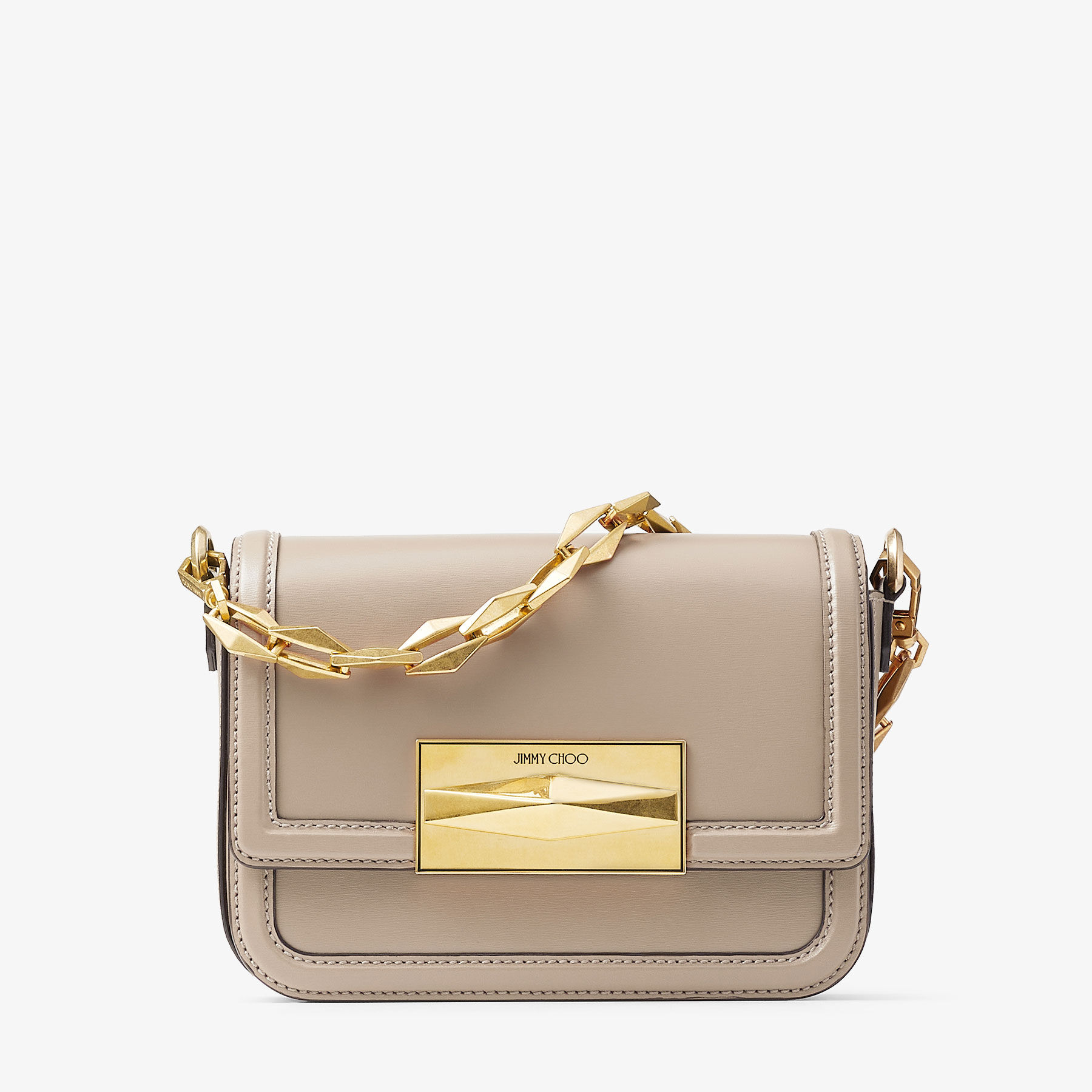 DIAMOND CROSSBODY | 褐灰色牛犊纹皮斜挎包 | 秋季系列 | JIMMY CHOO ROA