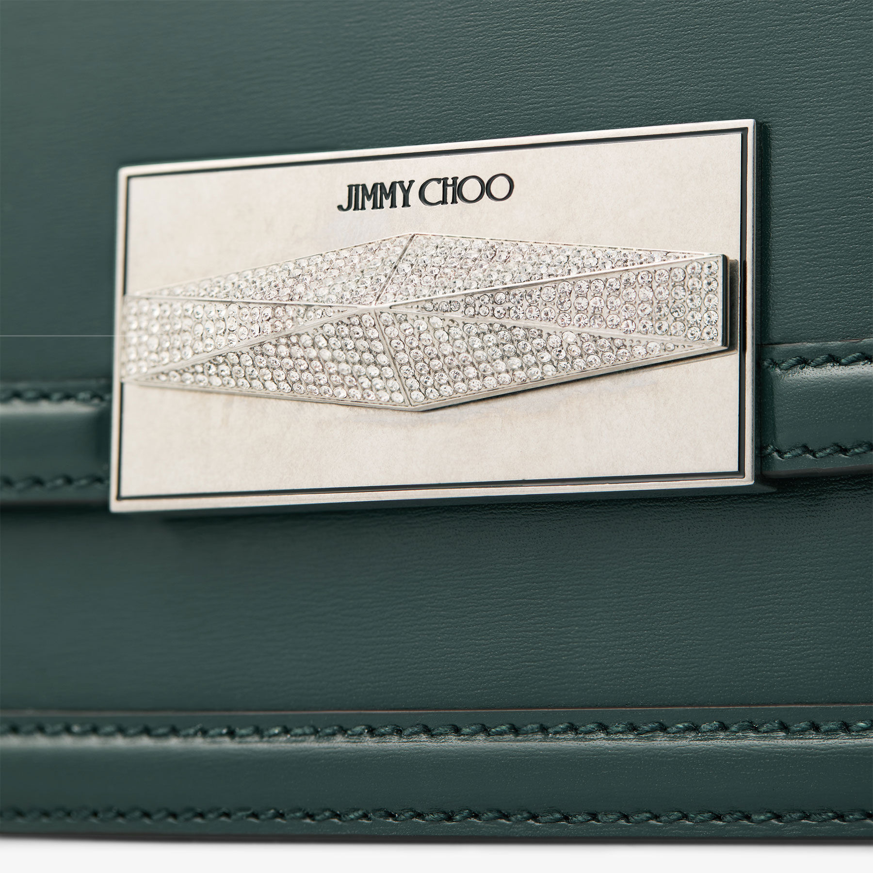Diamond Crossbody | Dark Green Leather Crossbody Bag | JIMMY CHOO