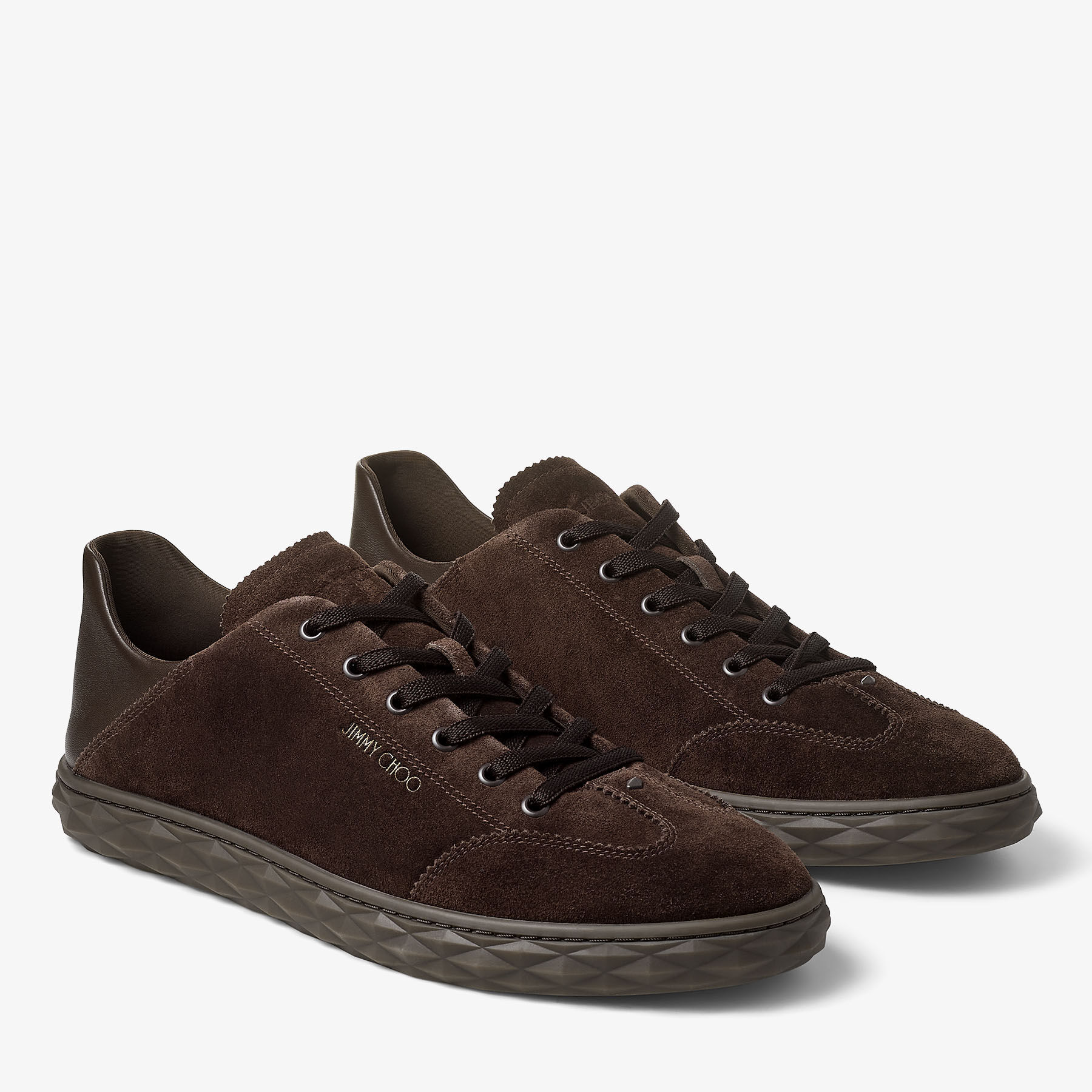 Diamond Flex C M | Chocolate Suede and Leather Mix Low Top Trainers ...