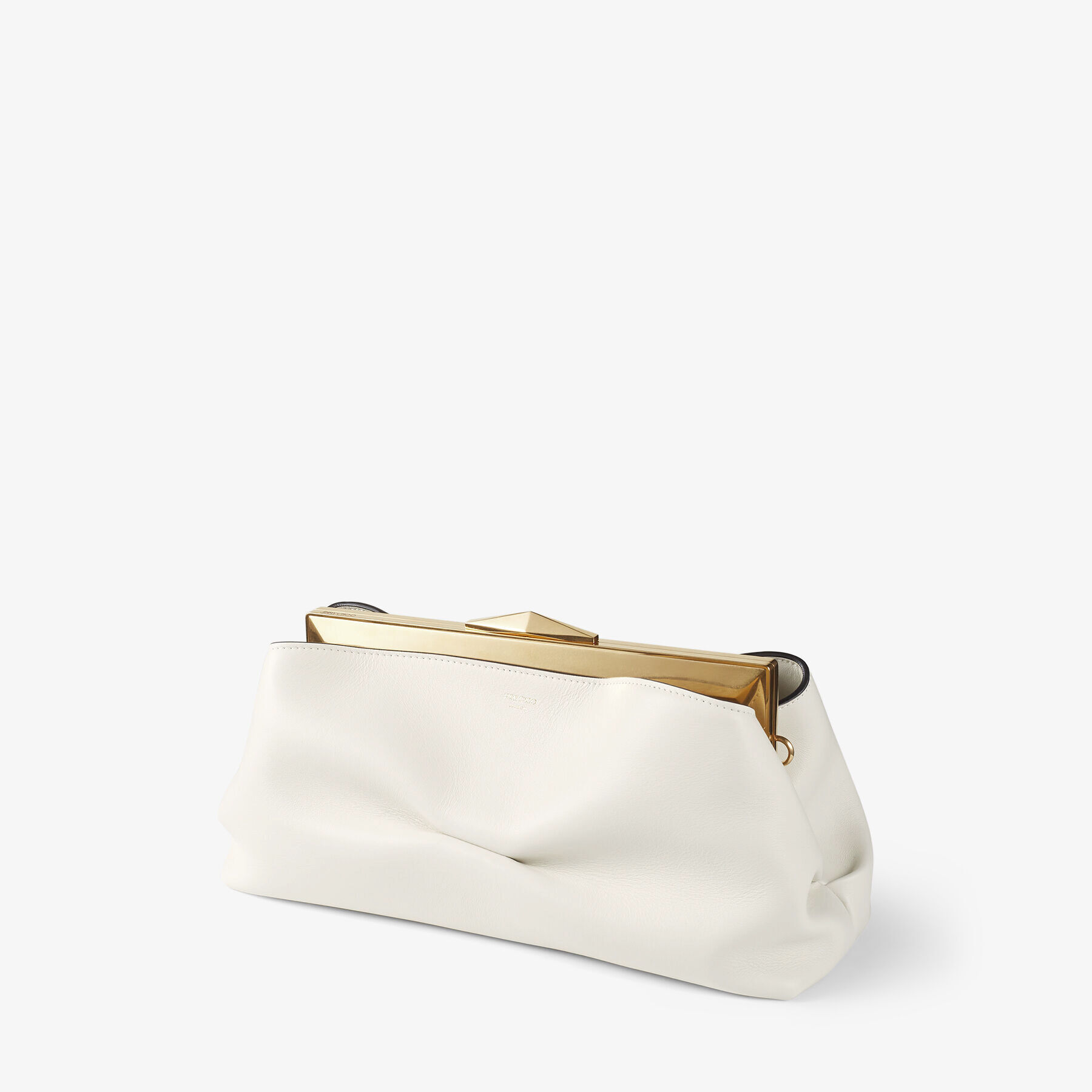 DIAMOND FRAME CLUTCH | Latte Soft Calf Leather Clutch Bag with Chain ...