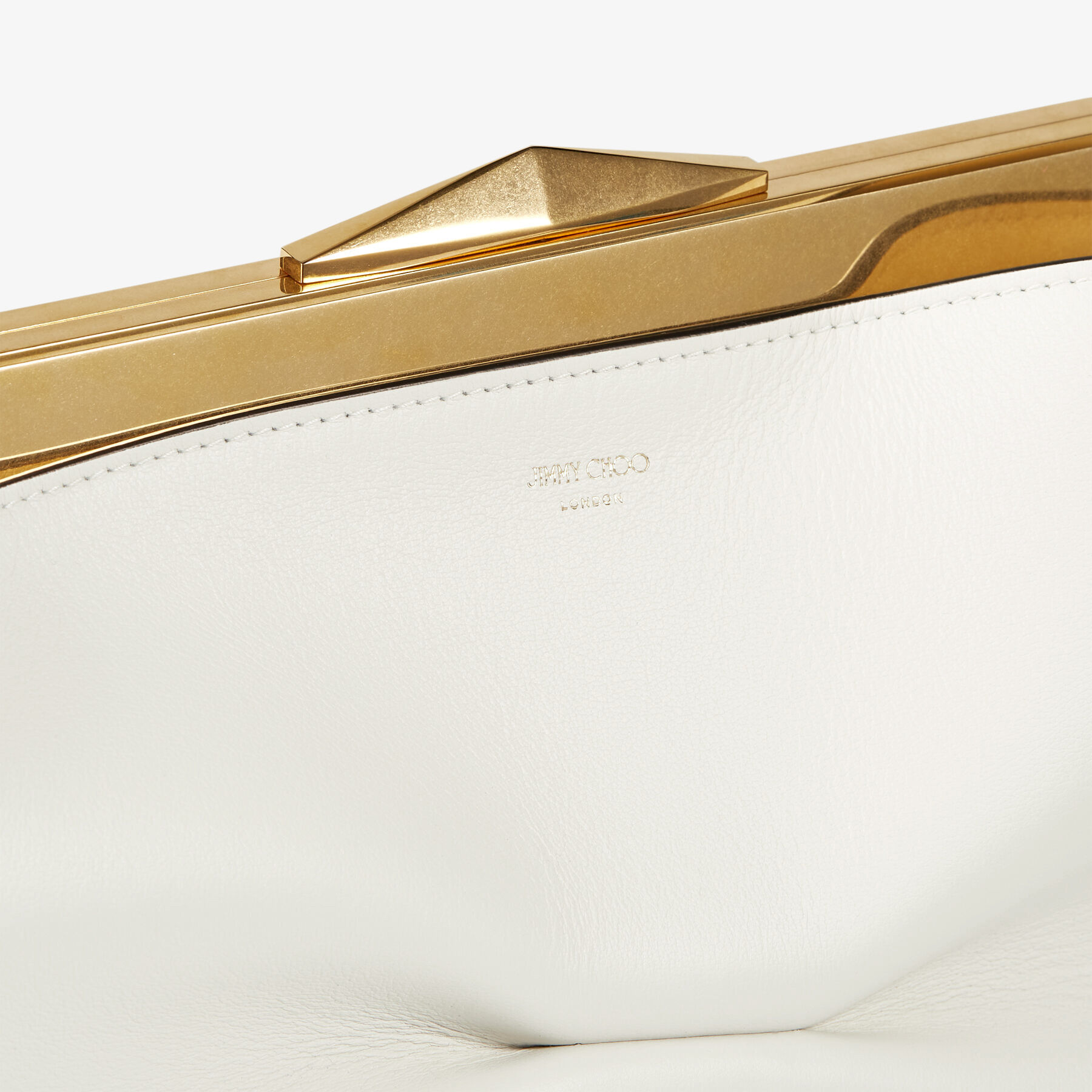 DIAMOND FRAME CLUTCH | Latte Soft Calf Leather Clutch Bag with Chain ...