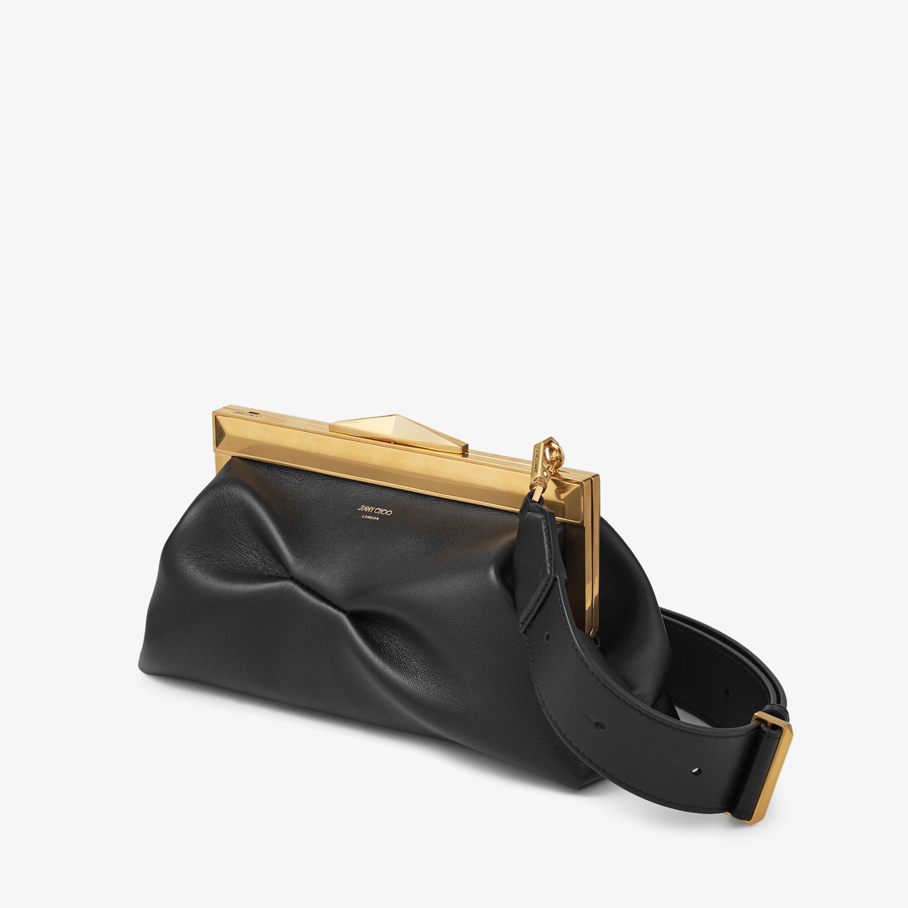 Diamond Frame Clutch/S | Black Calf Leather Clutch | JIMMY CHOO