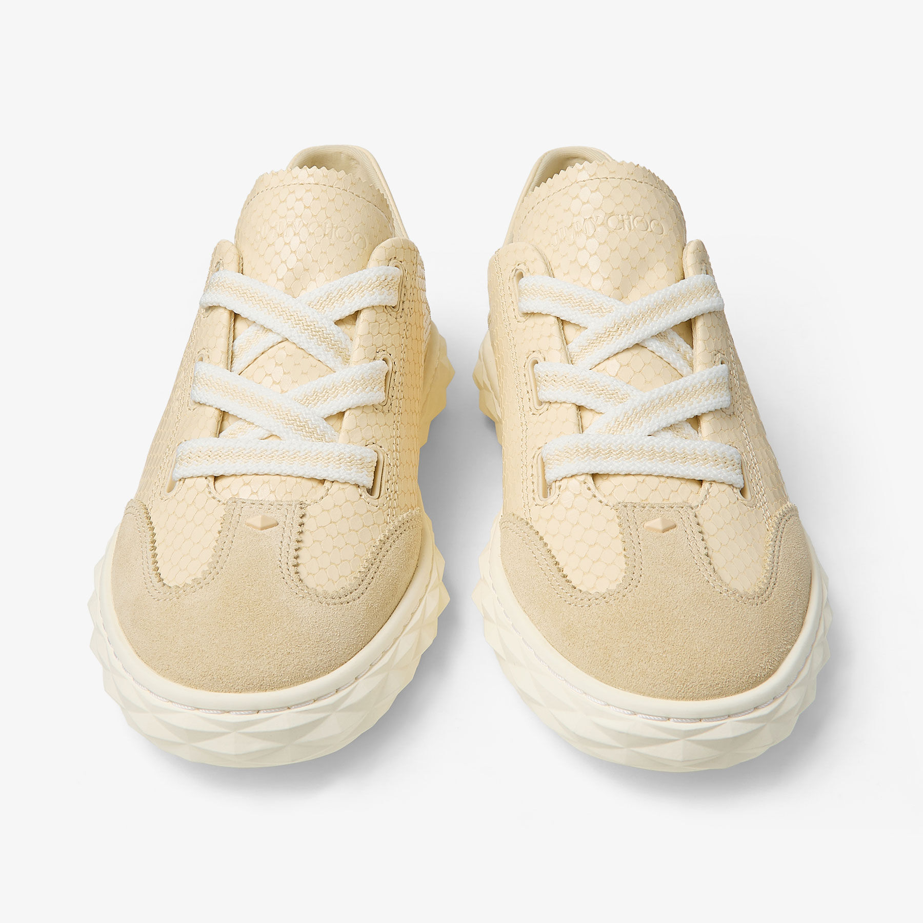 Diamond Light Flex F | Zapatillas en piel de serpiente elaphe de color amarillo crema | JIMMY CHOO