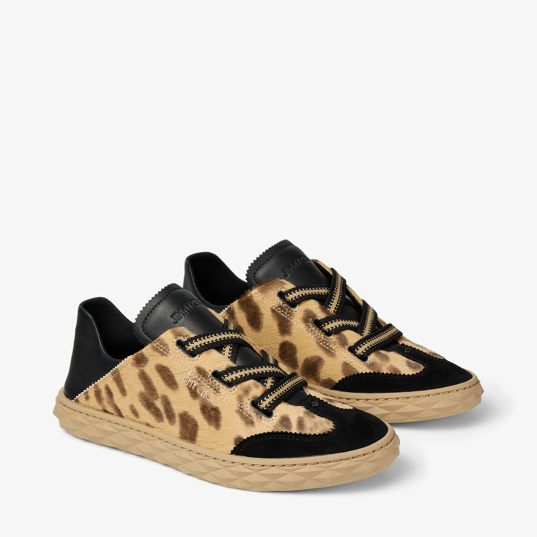 Diamond Light Flex/F | Natural Leopard Print Pony Leather Trainers ...