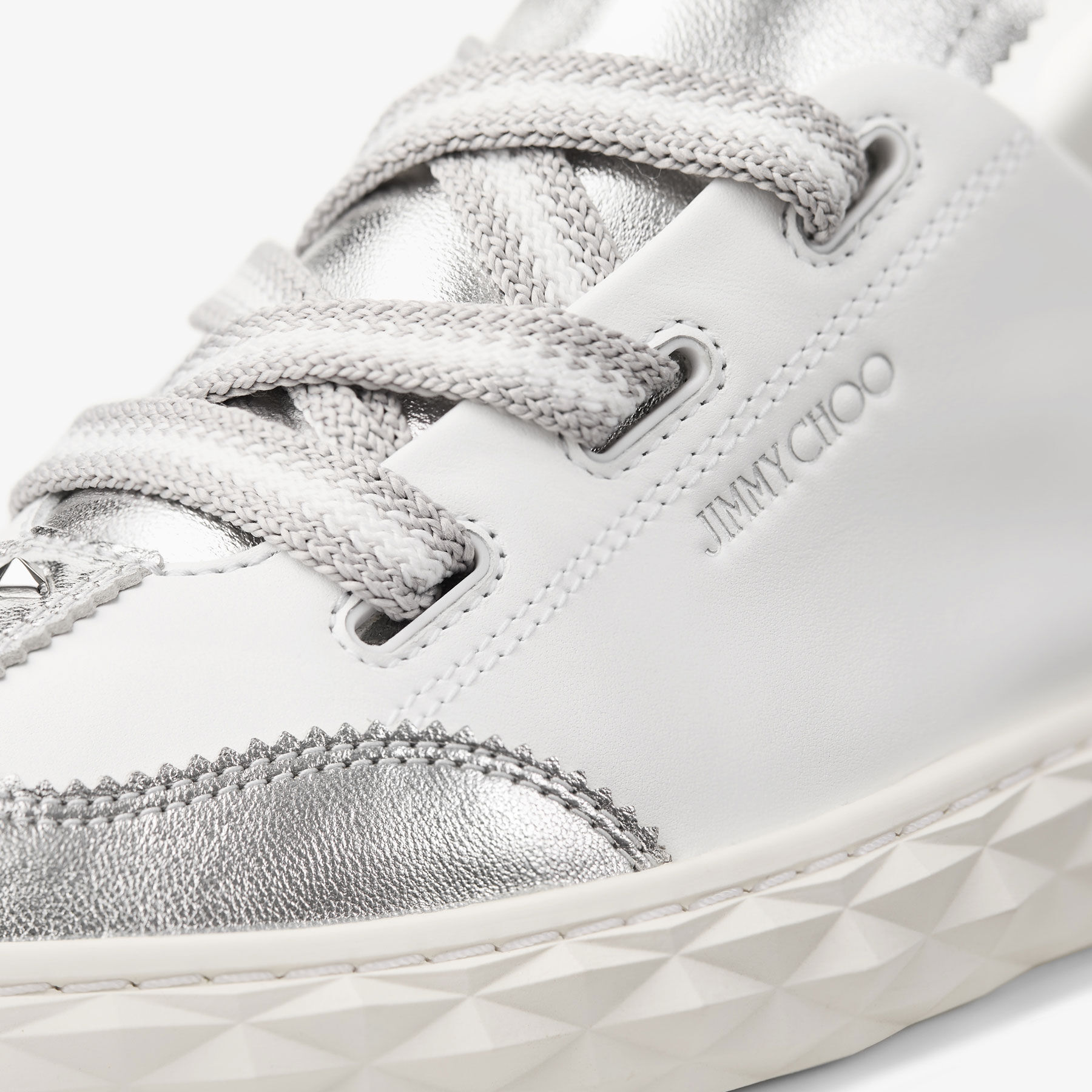 Diamond Light Flex F | Silver Metallic Nappa Leather Trainers | JIMMY ...