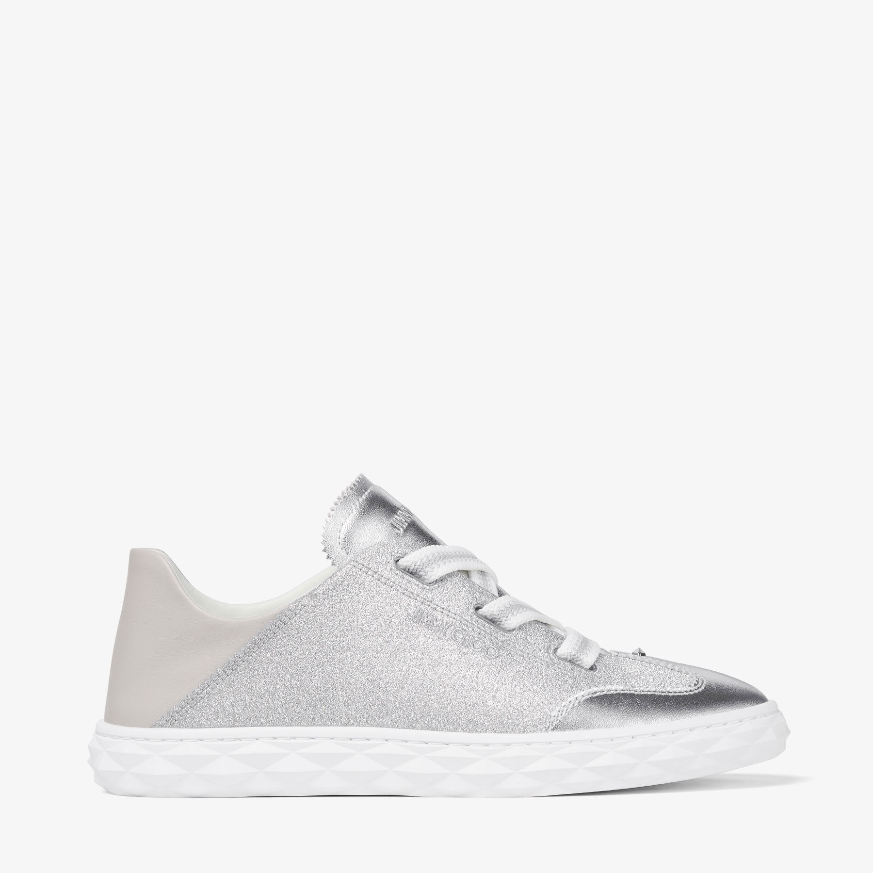 Diamond Light Flex/F | Silver Glitter Leather Trainers | JIMMY CHOO
