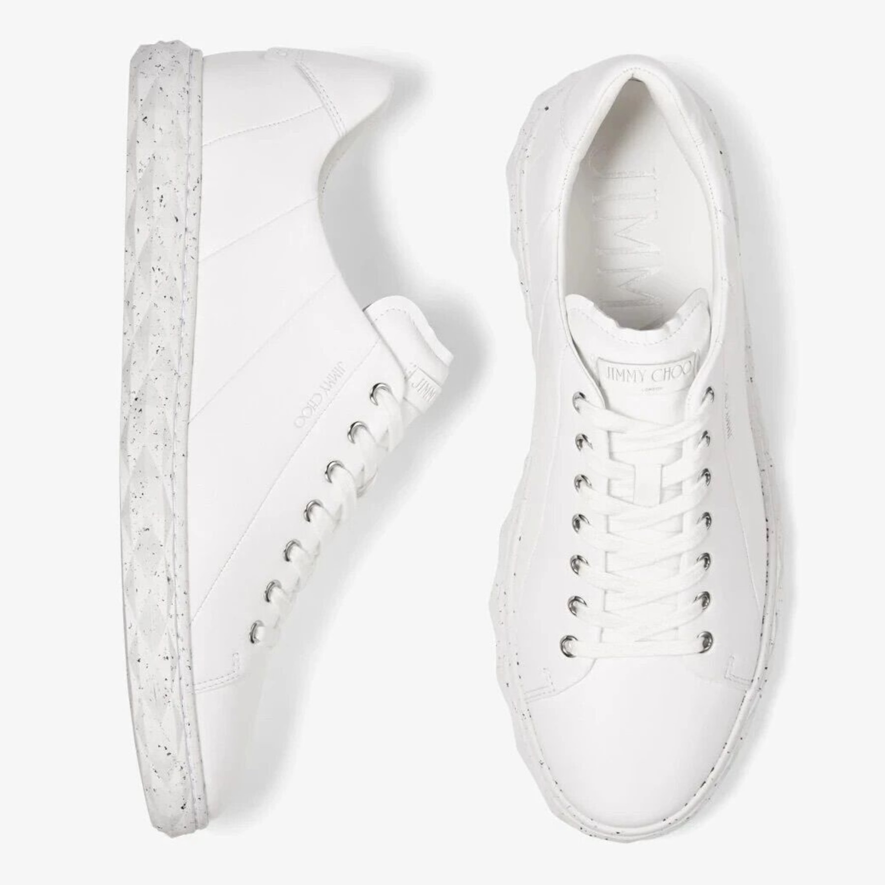 DIAMOND LIGHT/F | White Nappa Leather Low-Top Trainers with Flecked Sole | Summer Collection ...