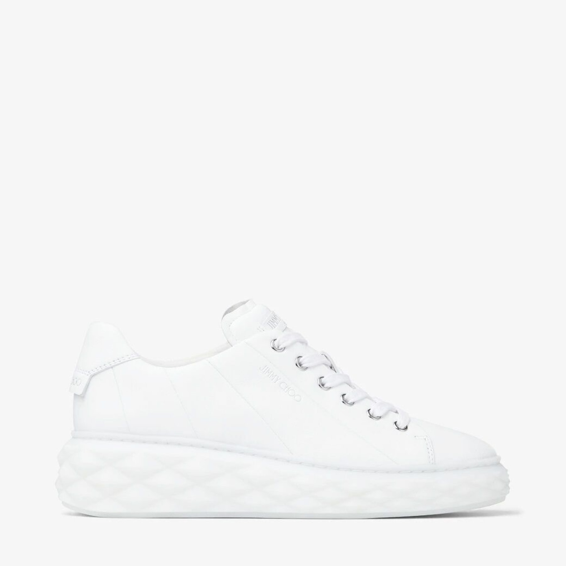 DIAMOND LIGHT MAXI/F | White Nappa Leather Low-Top Trainers with ...
