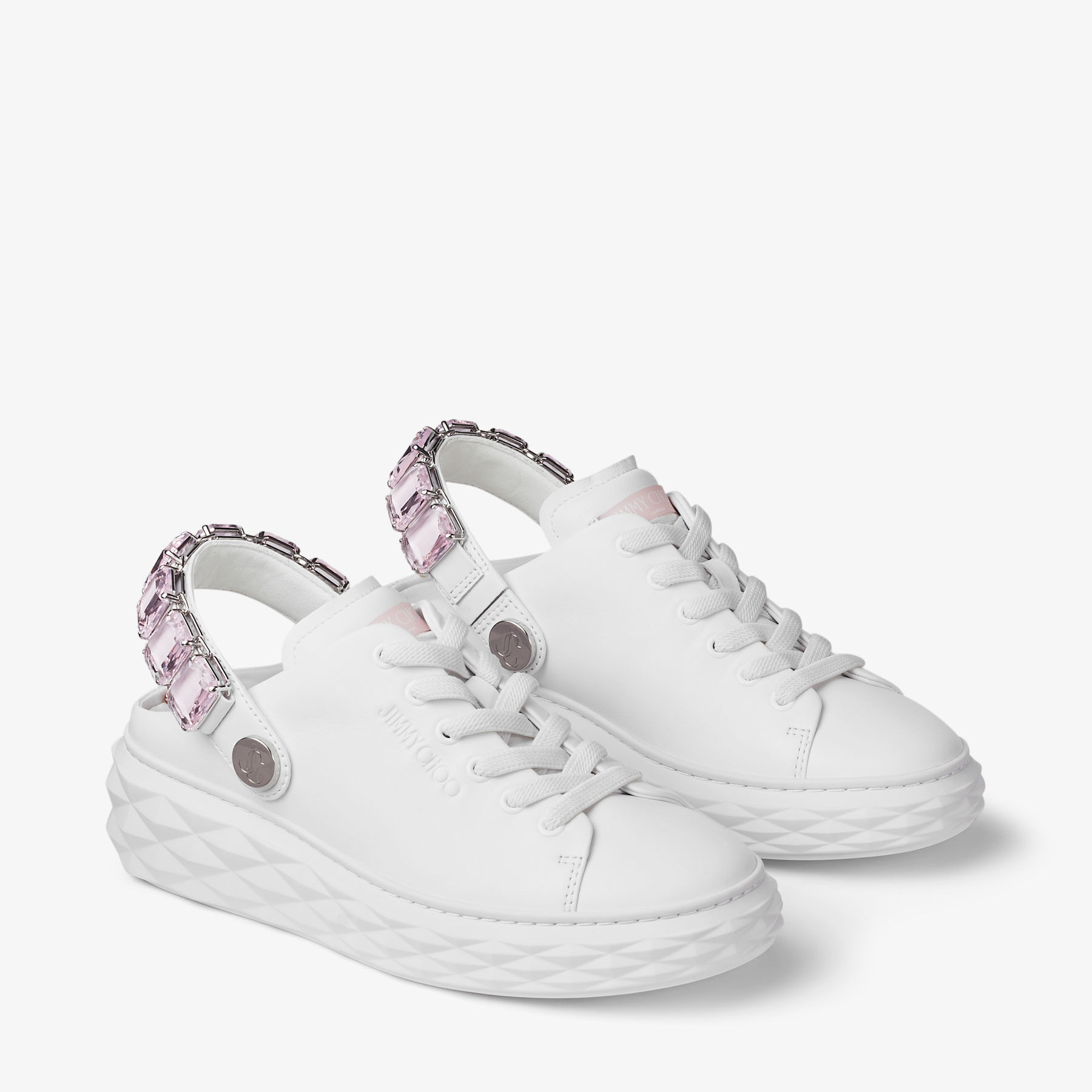 Diamond Maxi/Crystal|Pink Nappa Leather Trainer| JIMMY CHOO