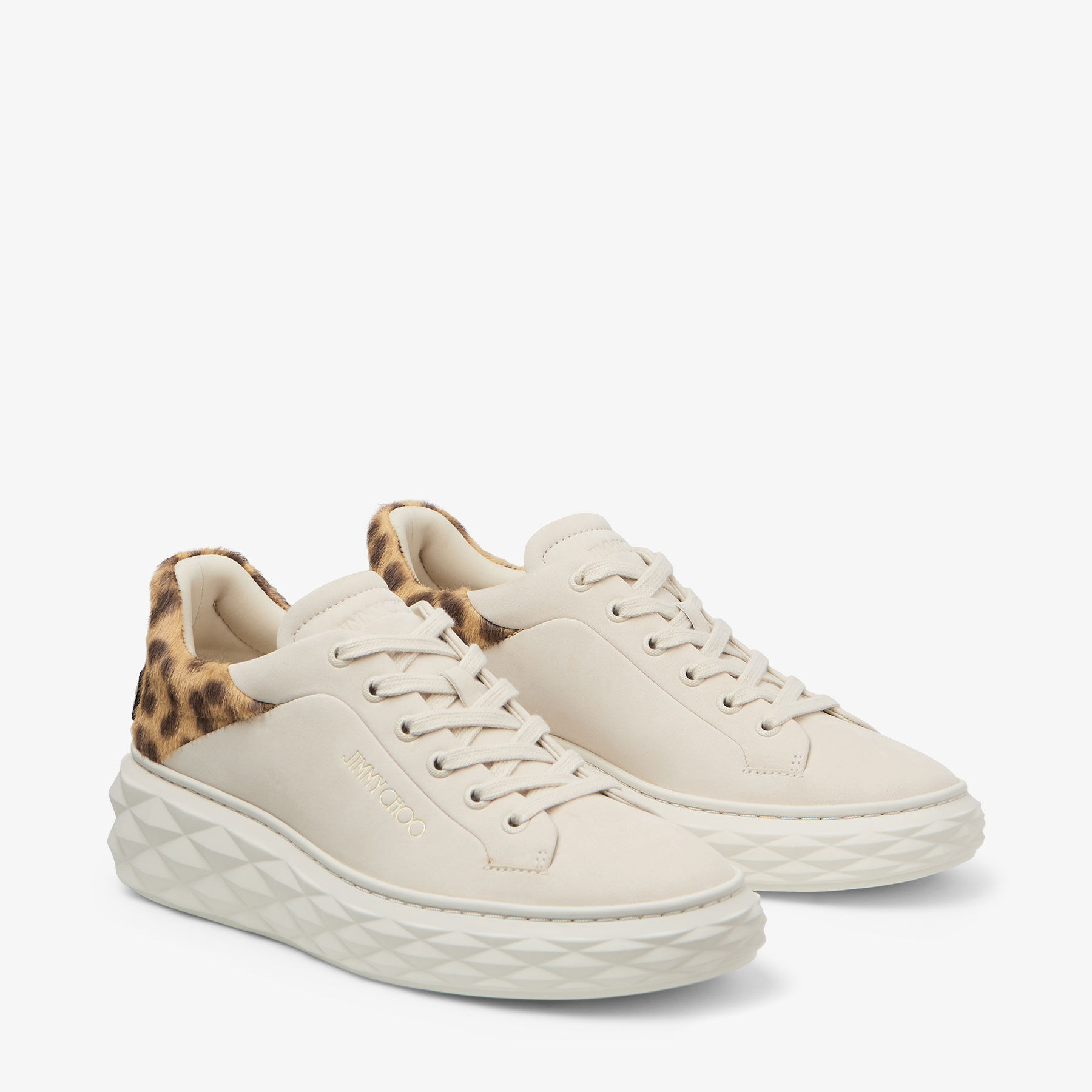 Diamond Maxi/F II | Chalk Leopard Print Leather Trainers | JIMMY CHOO