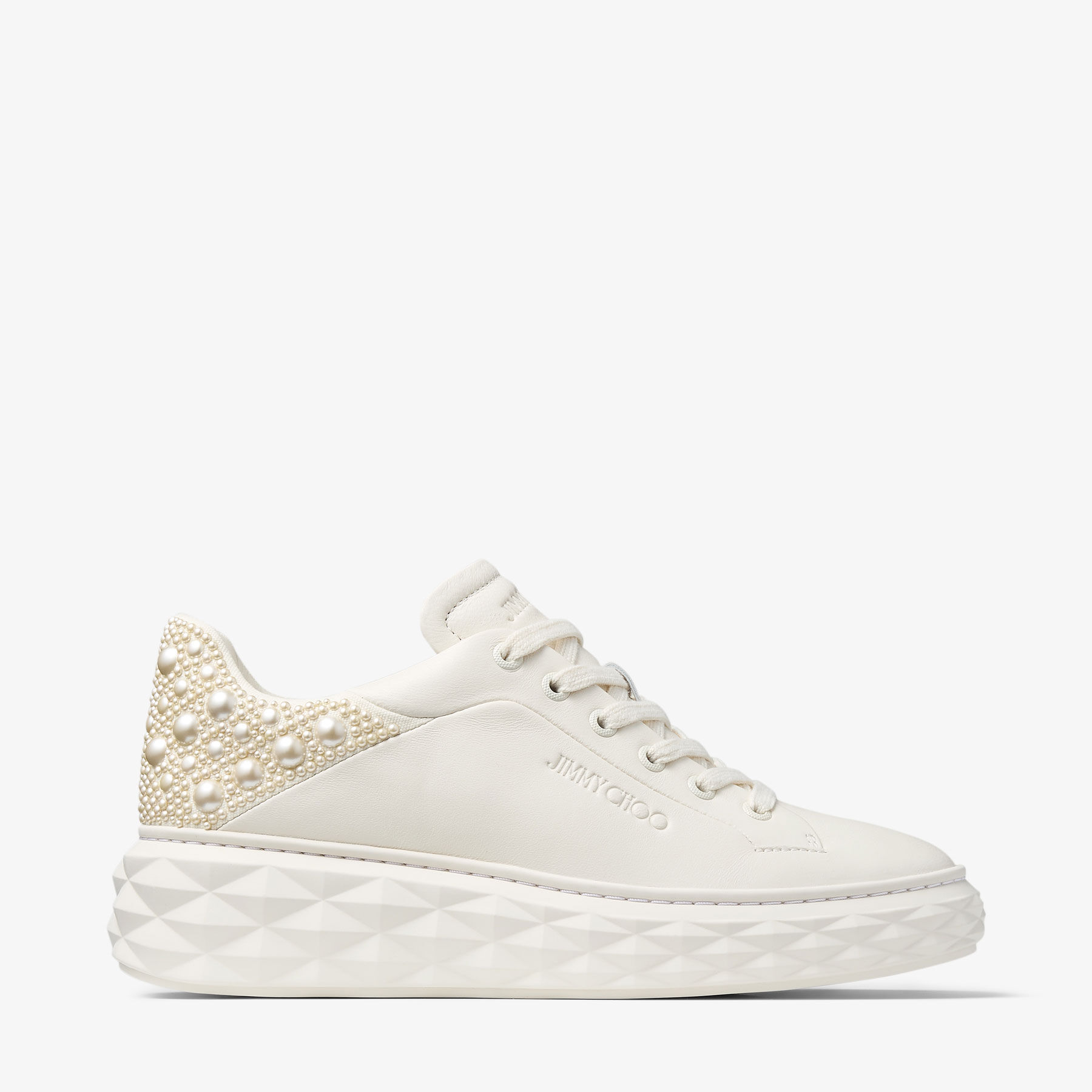 Diamond Maxi/F II | Latte Embossed Leather Trainer | JIMMY CHOO