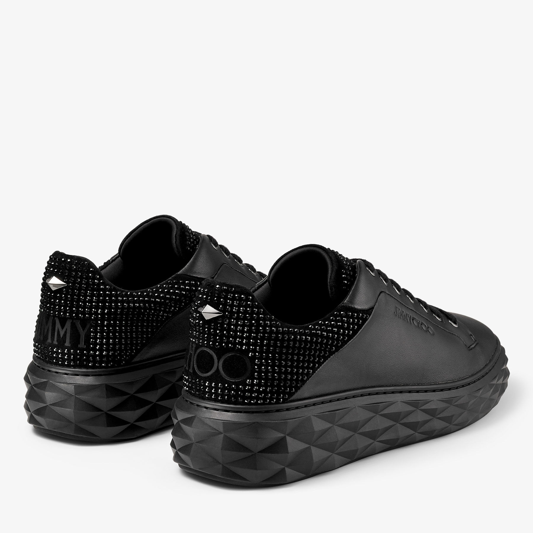 DIAMOND MAXI/M II | Black Nappa Leather and Suede Platform Trainers ...