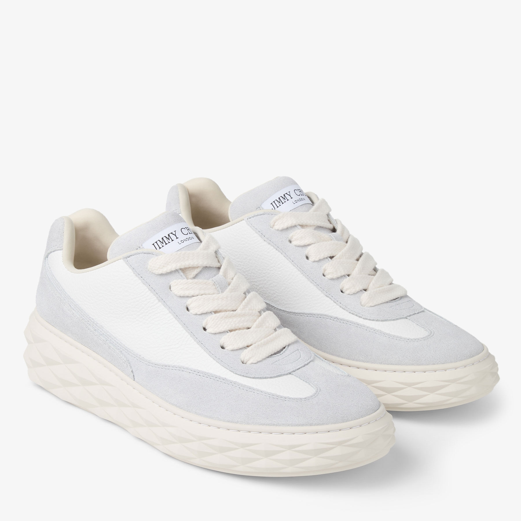 Diamond Maxi Retro M | Opal Leather Mix Low Top Trainers | JIMMY CHOO