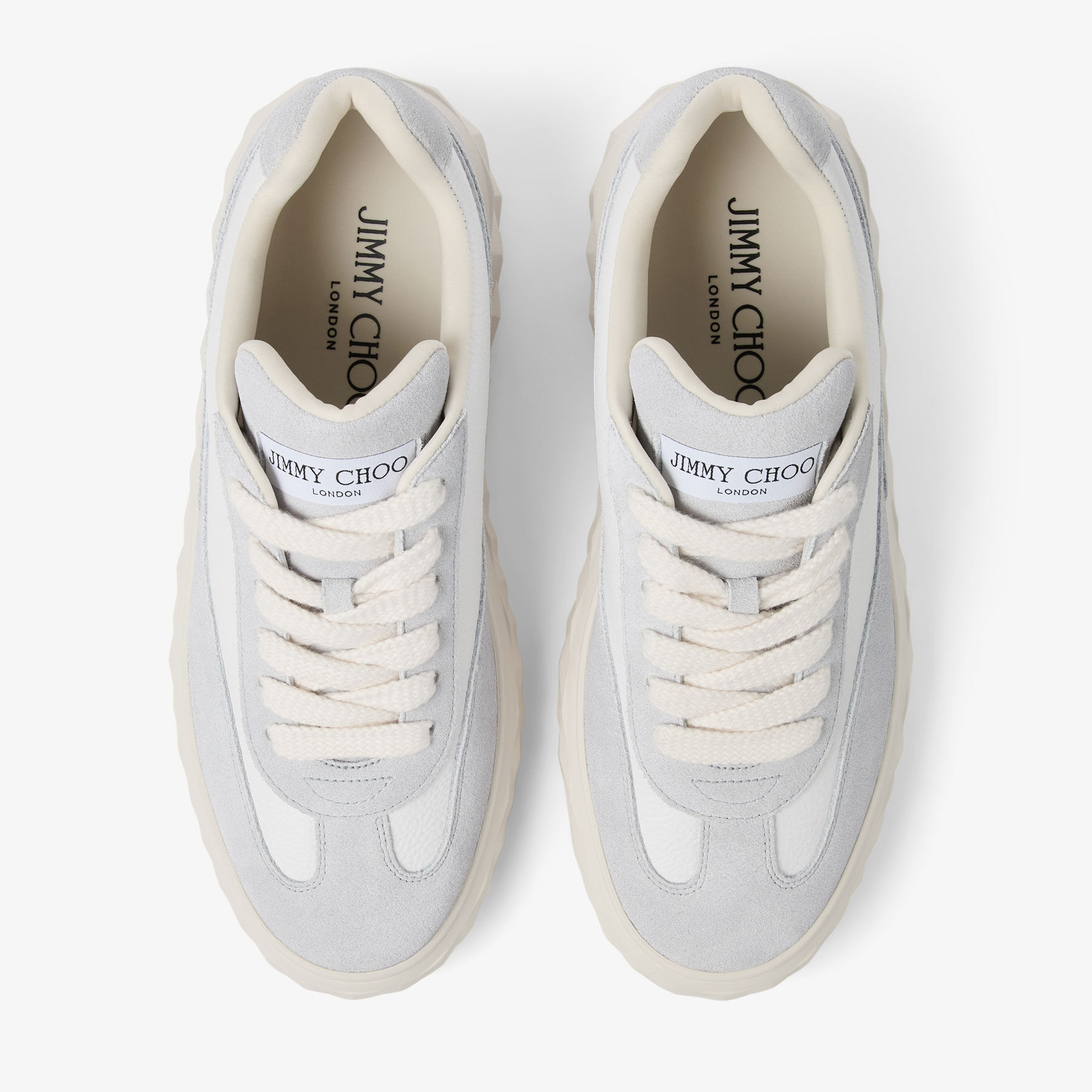 Diamond Maxi Retro M | Opal Leather Mix Low Top Trainers | JIMMY CHOO