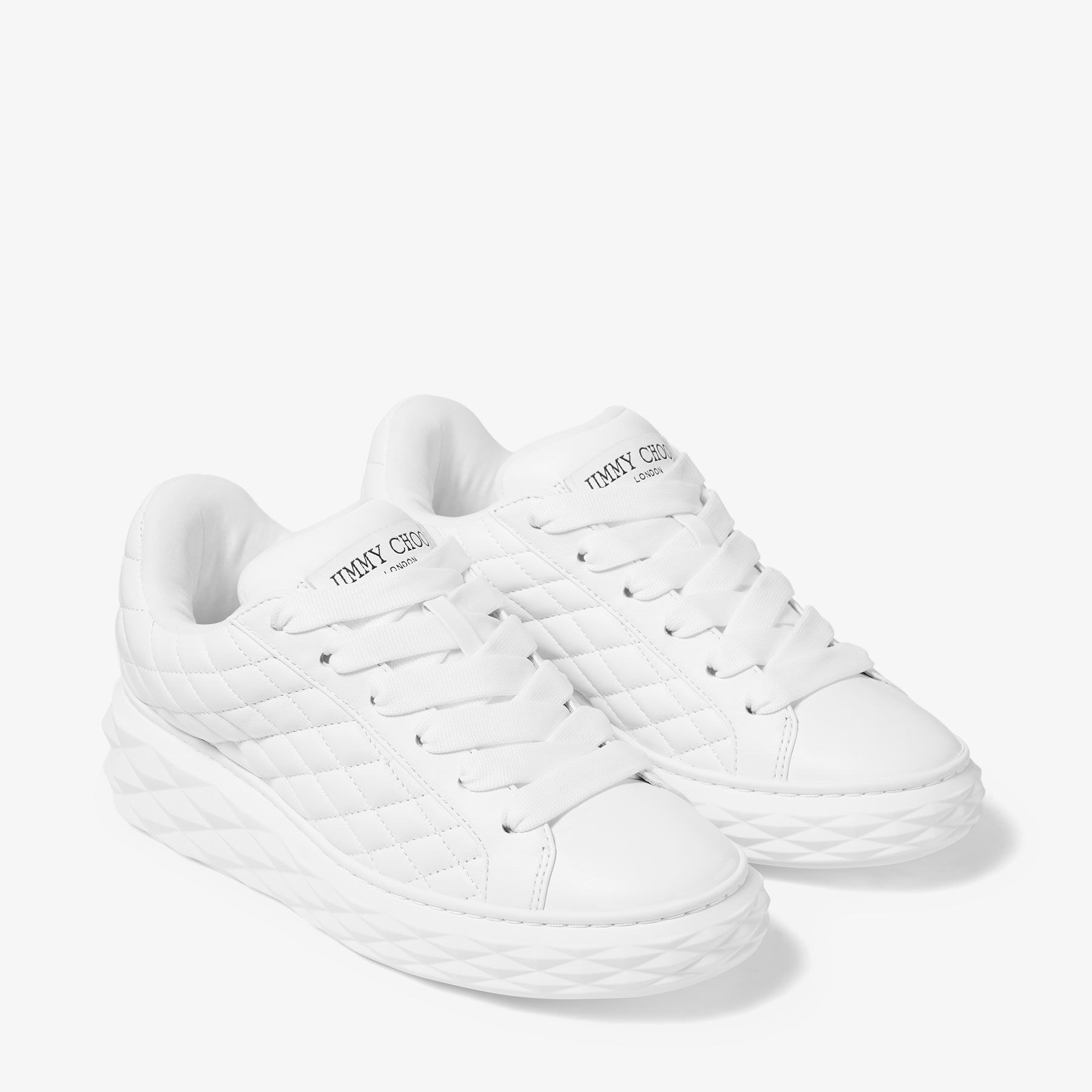 Diamond Maxi F |White Diamond Quilted Nappa Leather Trainers | JIMMY CHOO