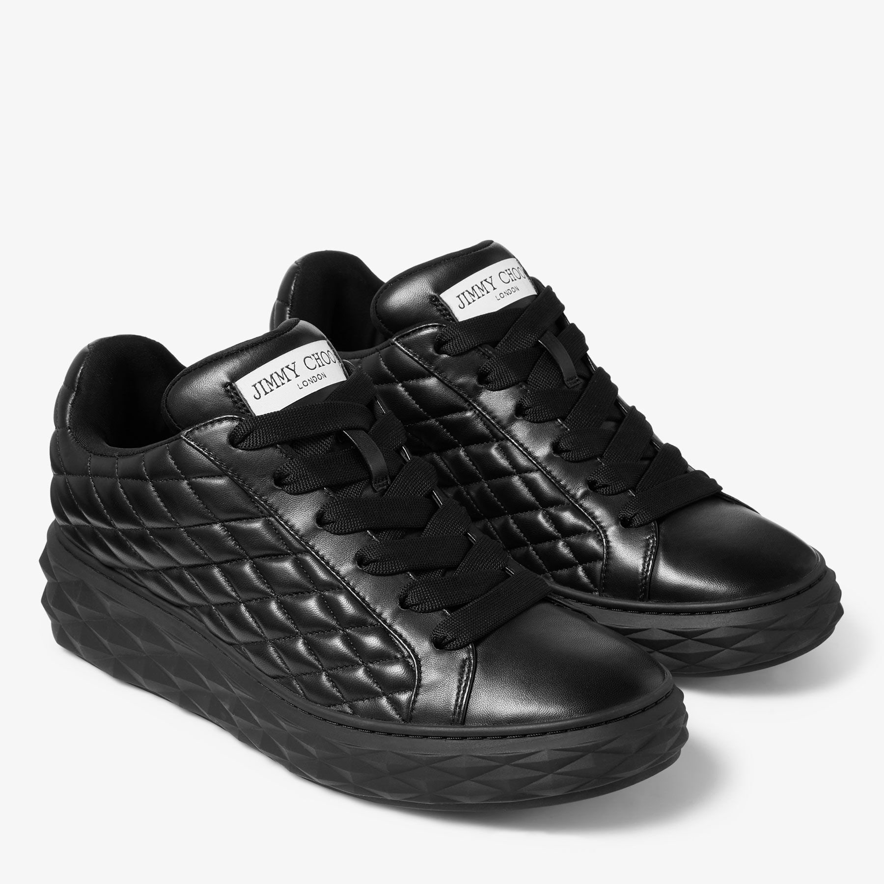 Diamond Maxi M |Black Diamond Quilted Leather Trainers | JIMMY CHOO