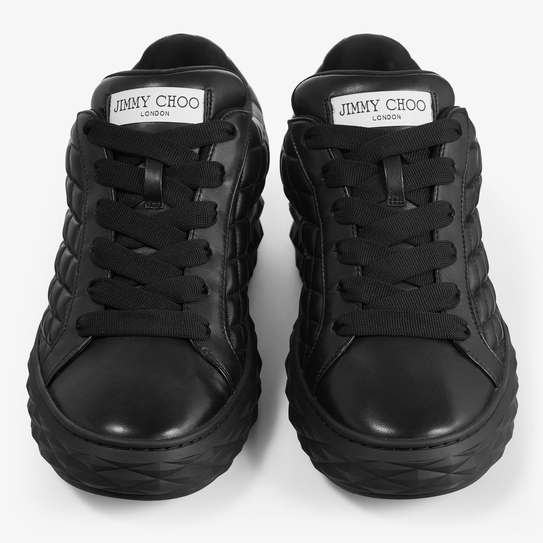 Diamond Maxi M |Black Diamond Quilted Leather Trainers | JIMMY CHOO