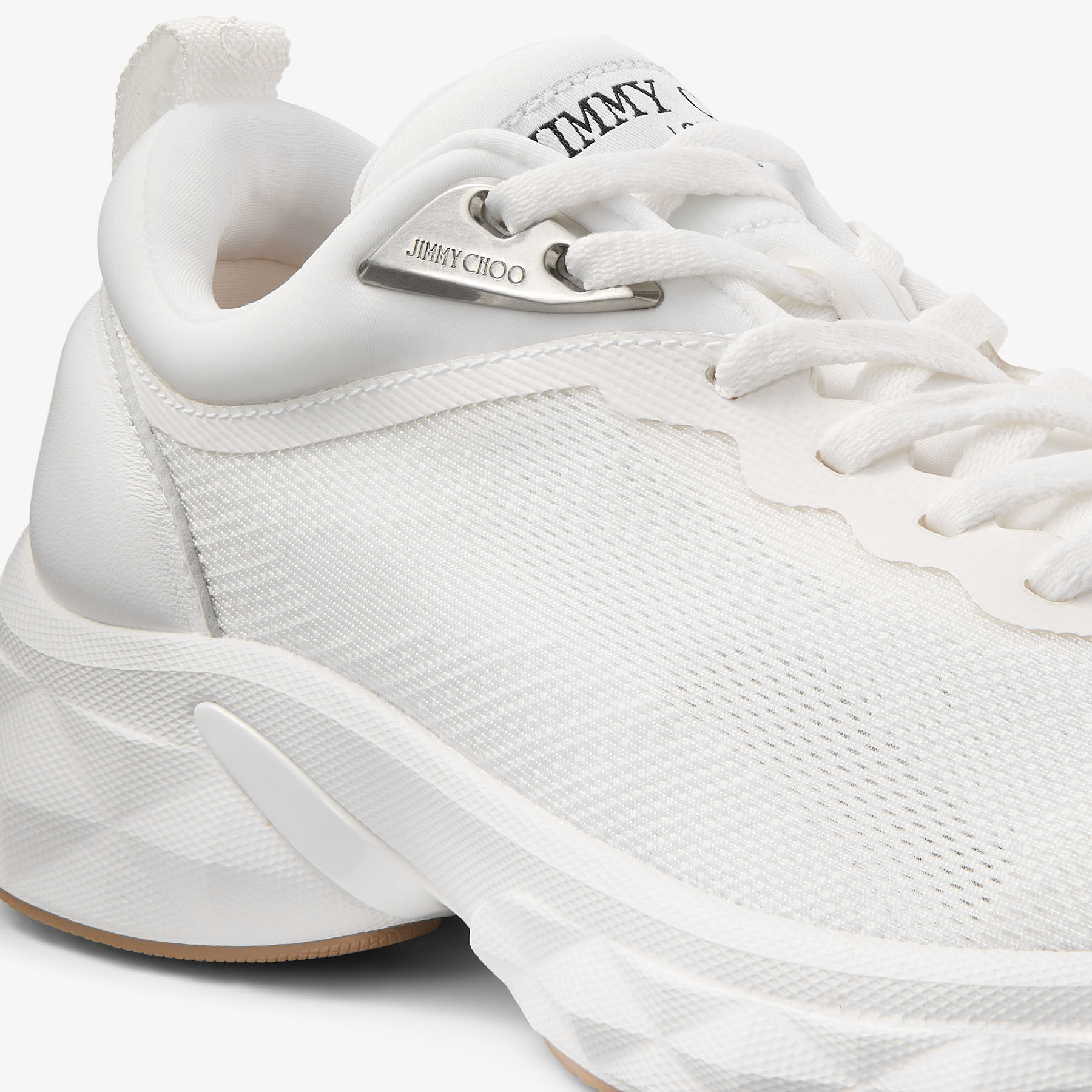 Diamond Run F | White Knit Jacquard Mix Trainers | JIMMY CHOO